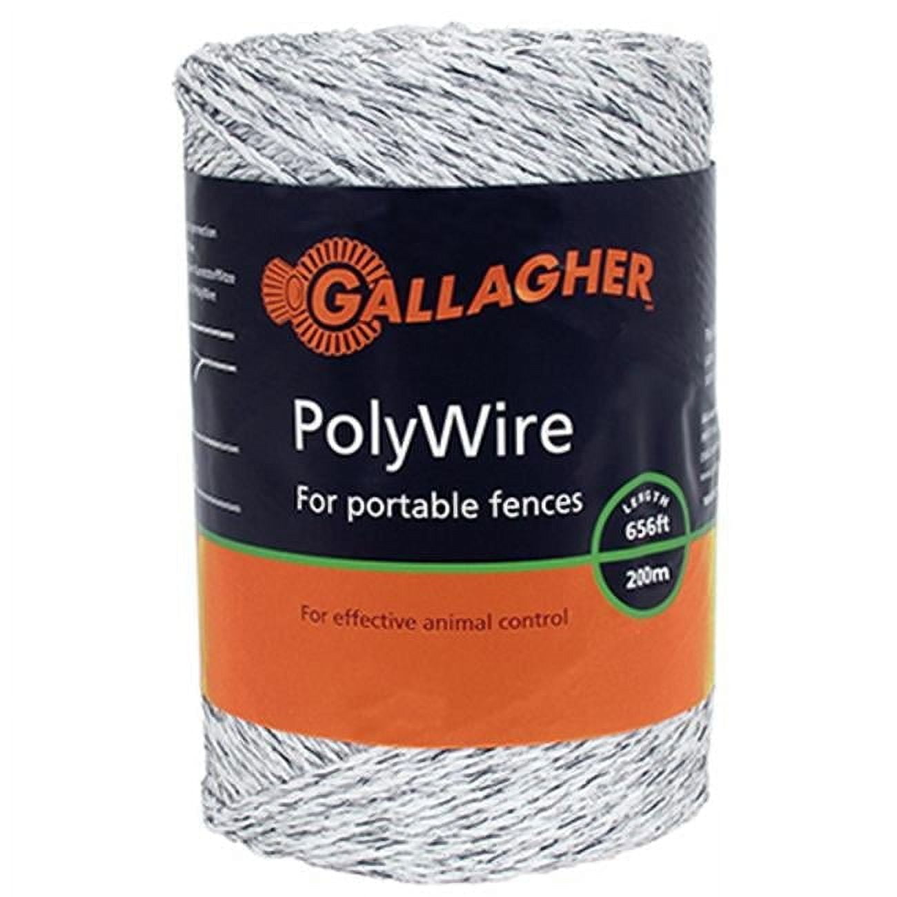 Gallagher G62004 Electric Fence Polywire, Ultra White, 1/16-In. x 656 ...