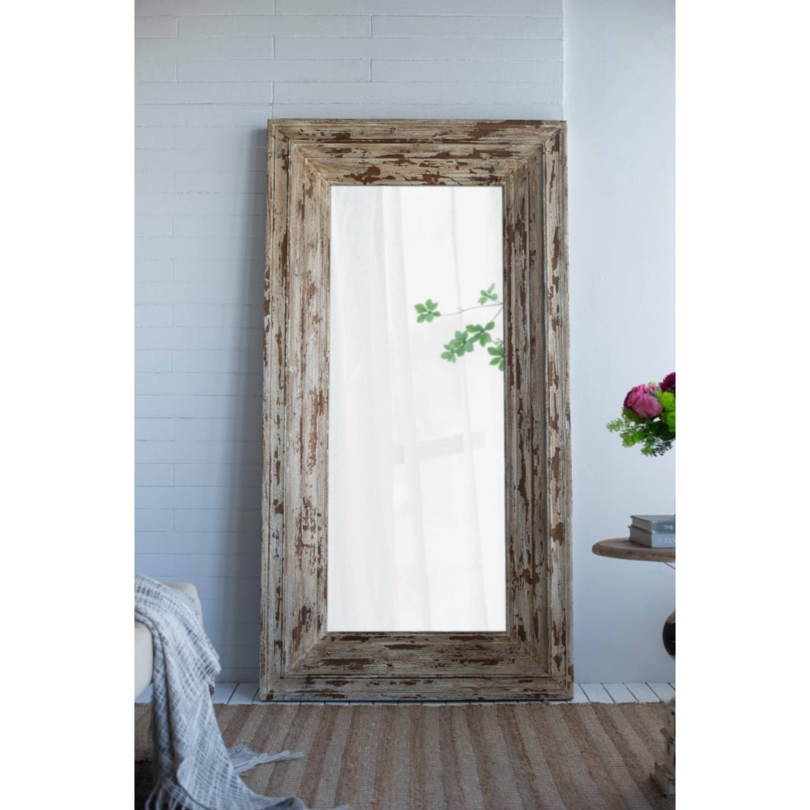 Gallan Retro Style Rectangular Wall Mirror with Worn-out Retro Frame ...