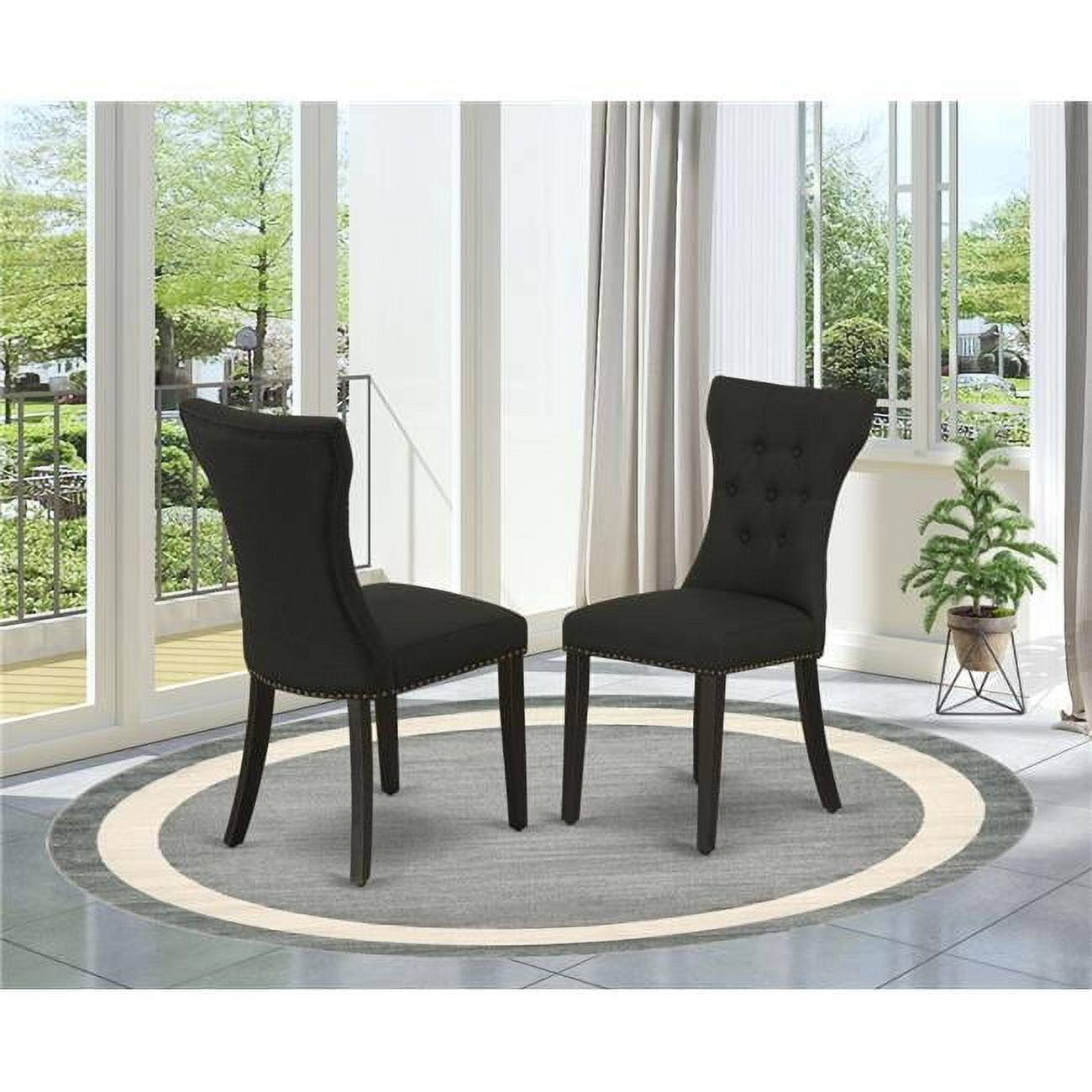 Gallatin Parson Chair with Blacked Leg & Black Fabric - Set of 2 ...