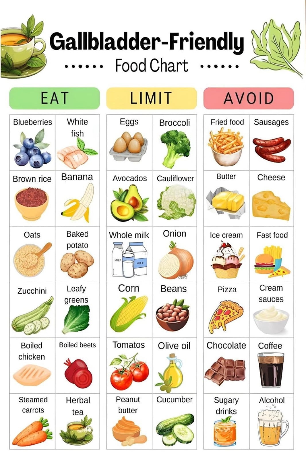 Gallbladder-Friendly Poster for Kitchen or Wellness Space Gallbladder ...