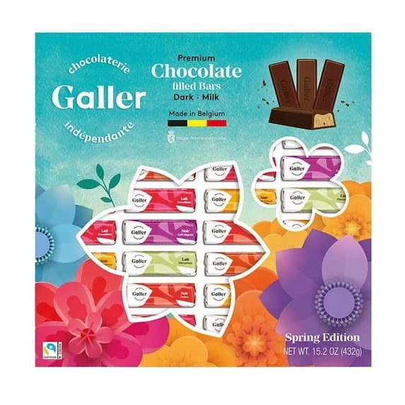 Galler Premium Chocolate Filled Bars Assortment, Spring Edition, Dark ...