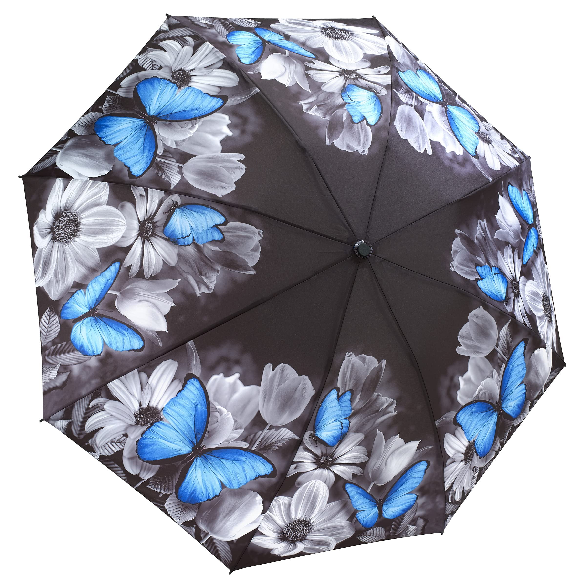 Galleria Blue Morpho Auto-Open/Close Large Portable Rain Folding Umbrella - Walmart.com