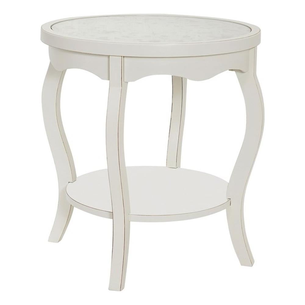 Gallerie Decor Antiqued Carved Transitional Wood/Glass Side Table in ...