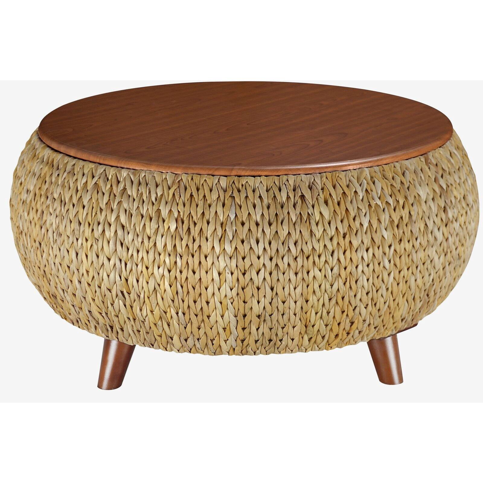 Gallerie Decor Bali Breeze Round Transitional Wood Coffee Table in ...