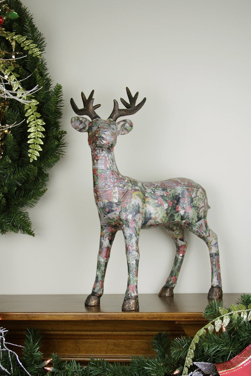 Gallerie II Victorian Holly Berry Decoupage Reindeer Decoration - 20 ...
