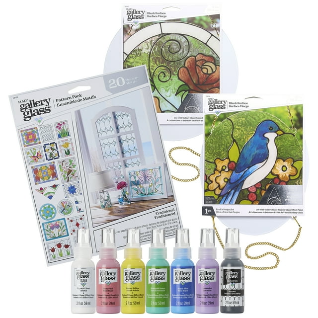 Gallery Glass Stained Glass Acrylic Paint Starter Kit, 10 Pc Set ...
