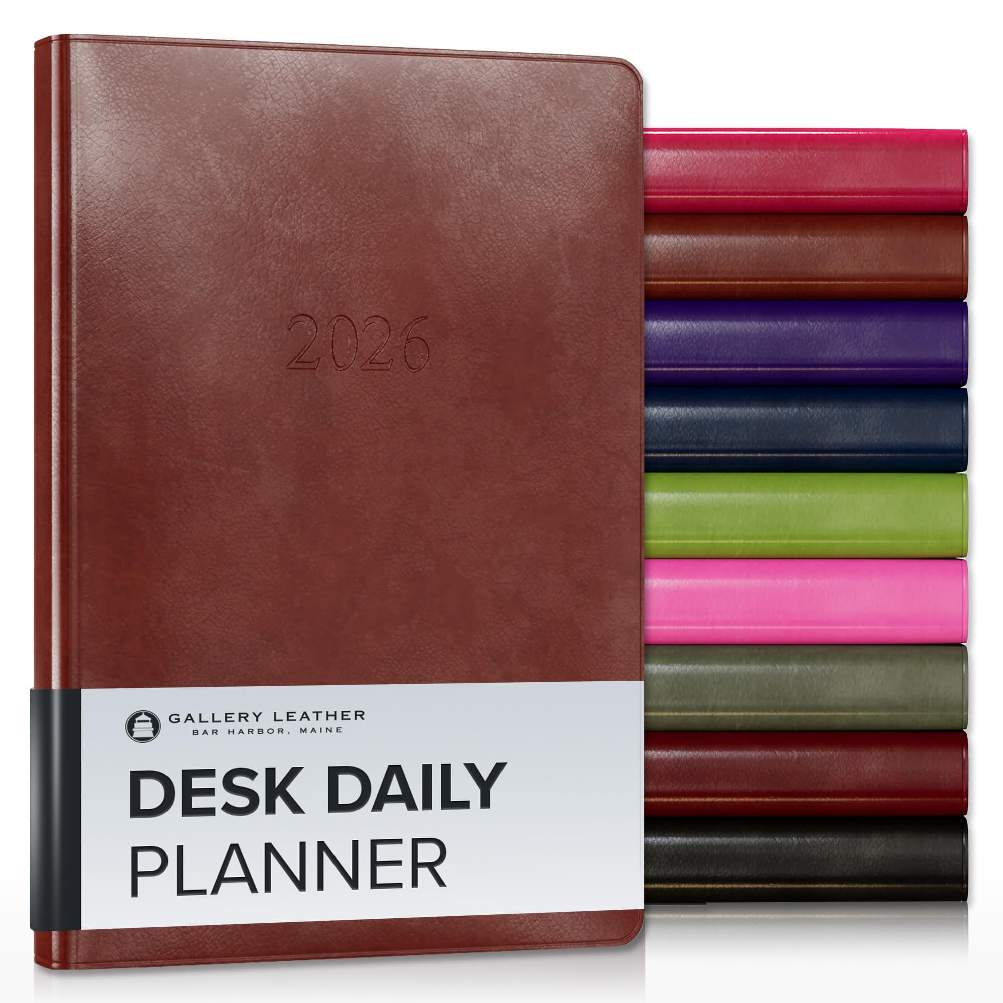 Gallery Leather Desk Daily Planner 2026, Elegantly Bound Daily Calendar ...
