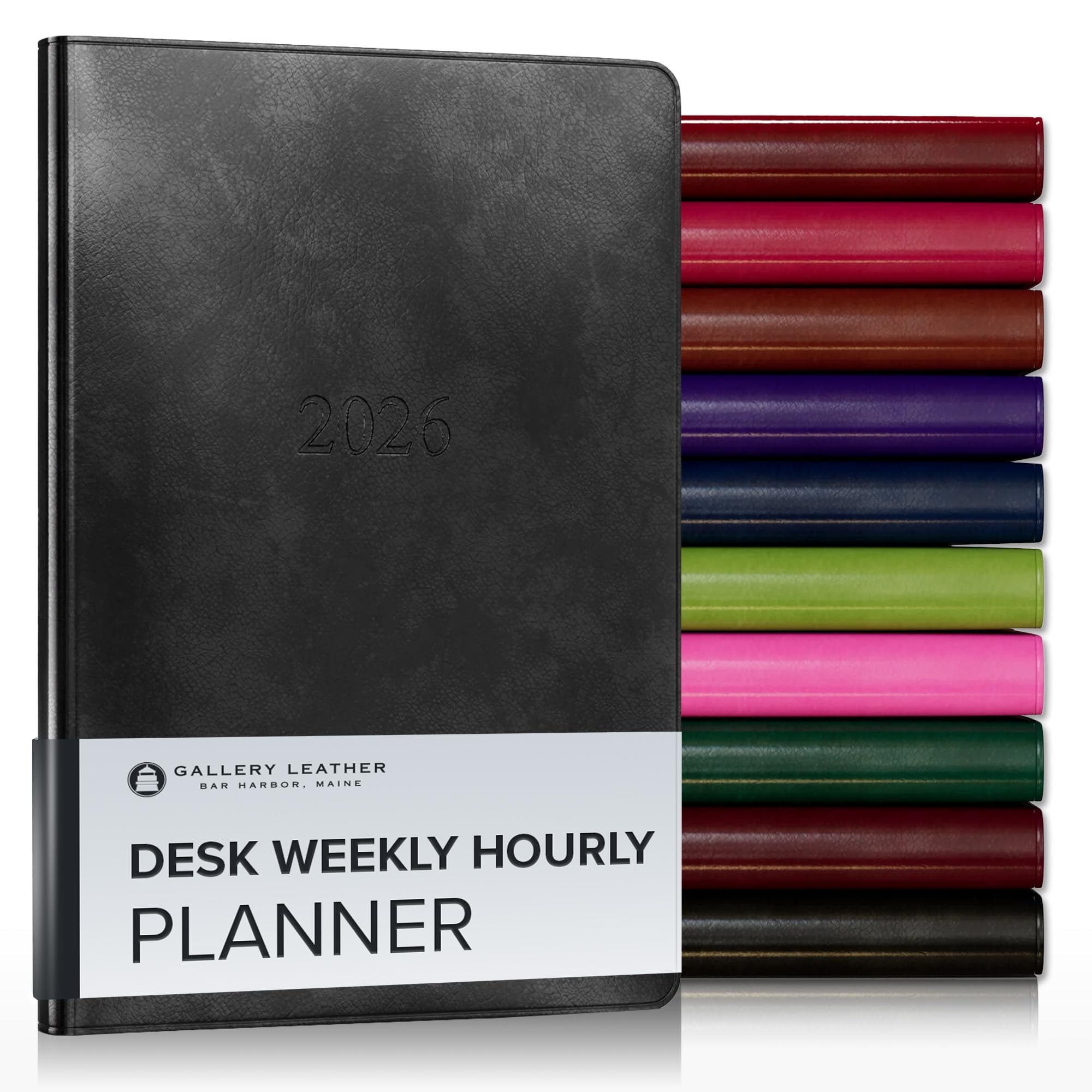Gallery Leather Desk Hourly Weekly Monthly Planner 2026, Elegantly ...
