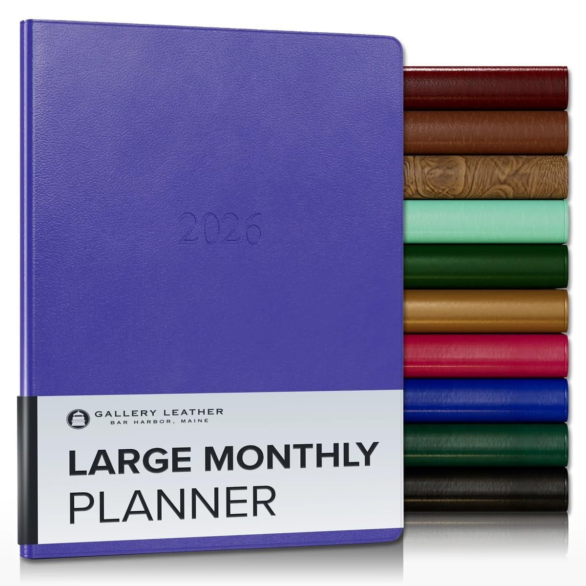 Gallery Leather Large Monthly Planner 2026, Elegantly Bound Calendar Planner and Notebook with ...