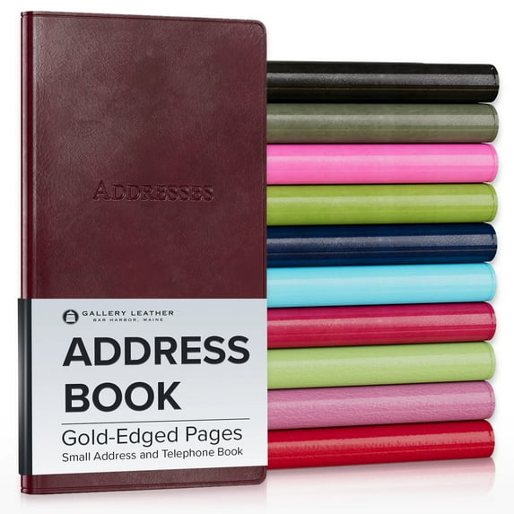 Gallery Leather Pocket Address Book - Acadia Burgundy - 6" x 3.25 ...