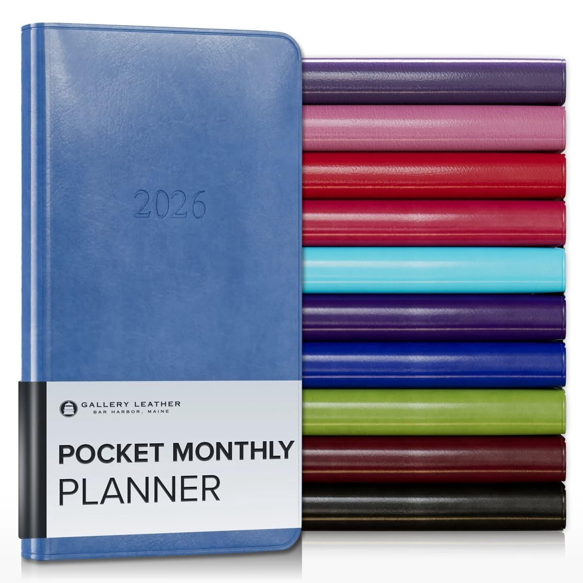 Gallery Leather Pocket Monthly Planner 2026, Elegantly Bound Calendar ...