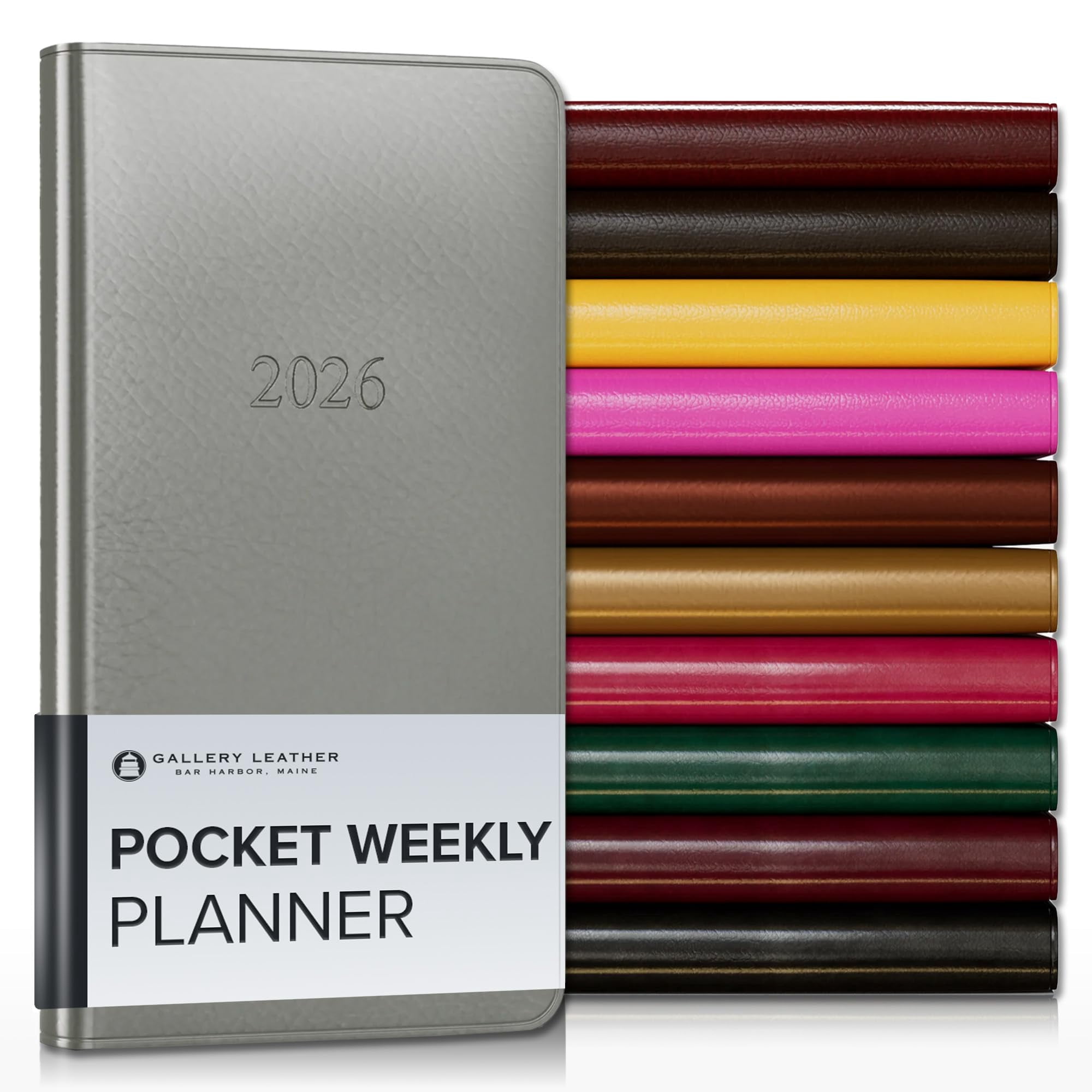 Gallery Leather Pocket Weekly Monthly Planner 2026, Elegantly Bound ...