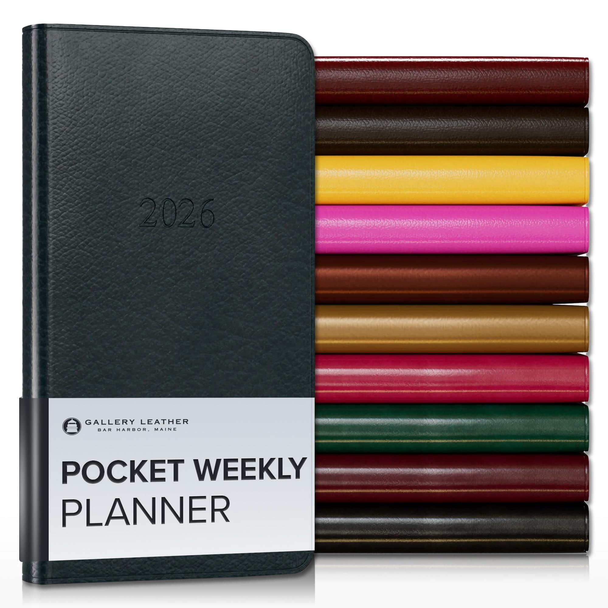 Gallery Leather Pocket Weekly Monthly Planner 2026, Elegantly Bound ...