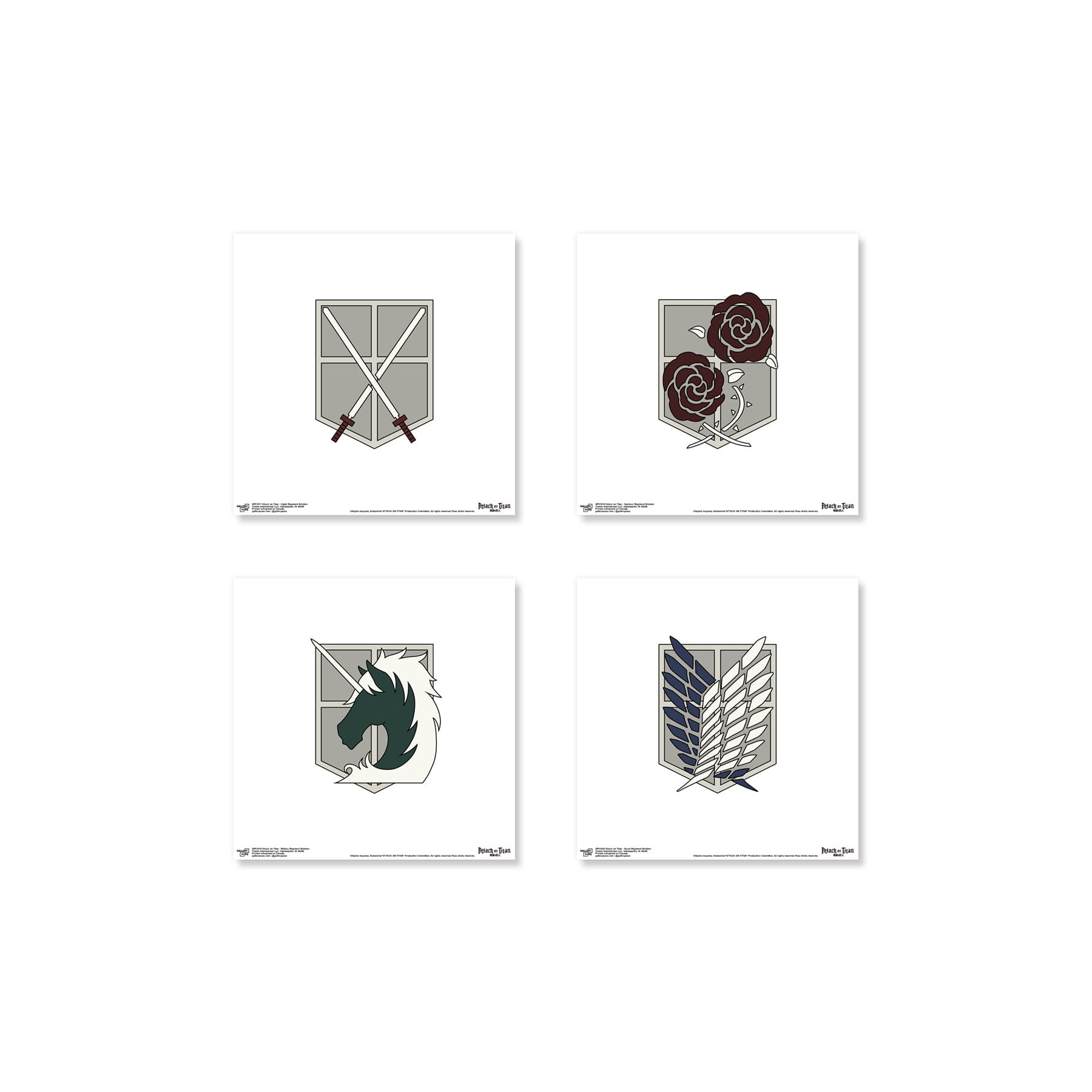 Gallery Pops Attack on Titan - Regiment Emblem Wall Art Bundle (4-Pack ...