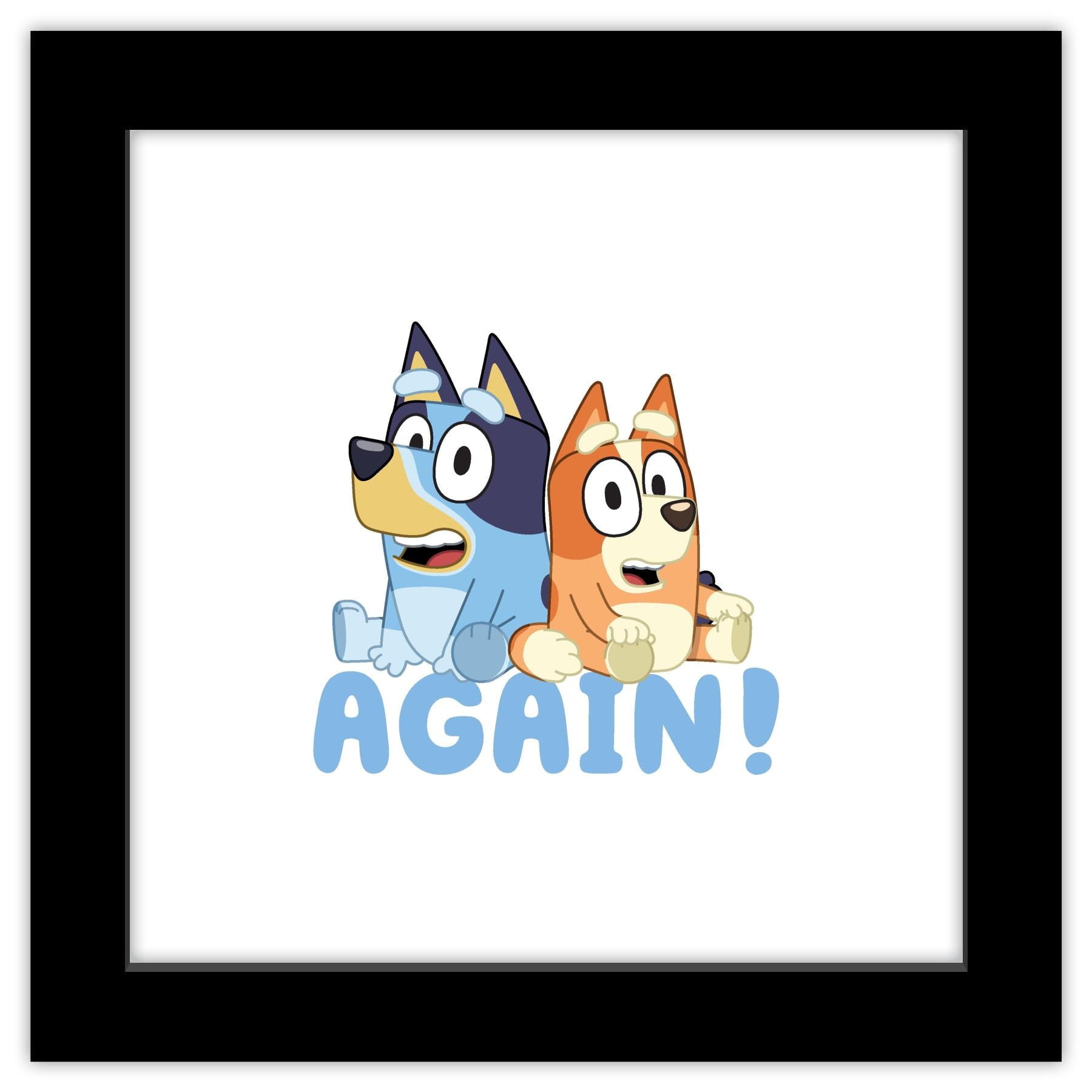 Gallery Pops Bluey - Again! Wall Art, Black Framed Version, 12" x 12 ...