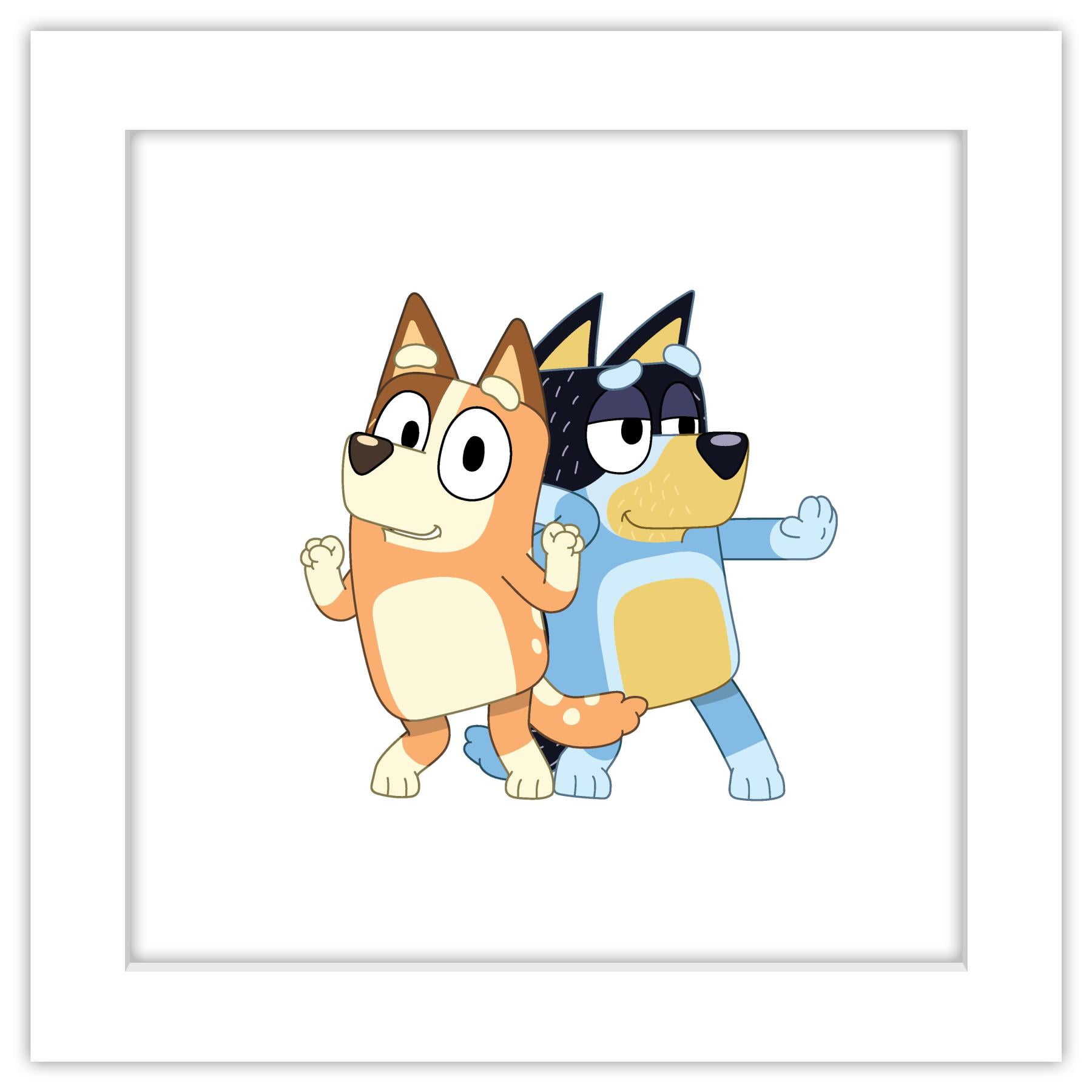 Gallery Pops Bluey - Bandit and Chilli Graphic Wall Art, White Framed ...