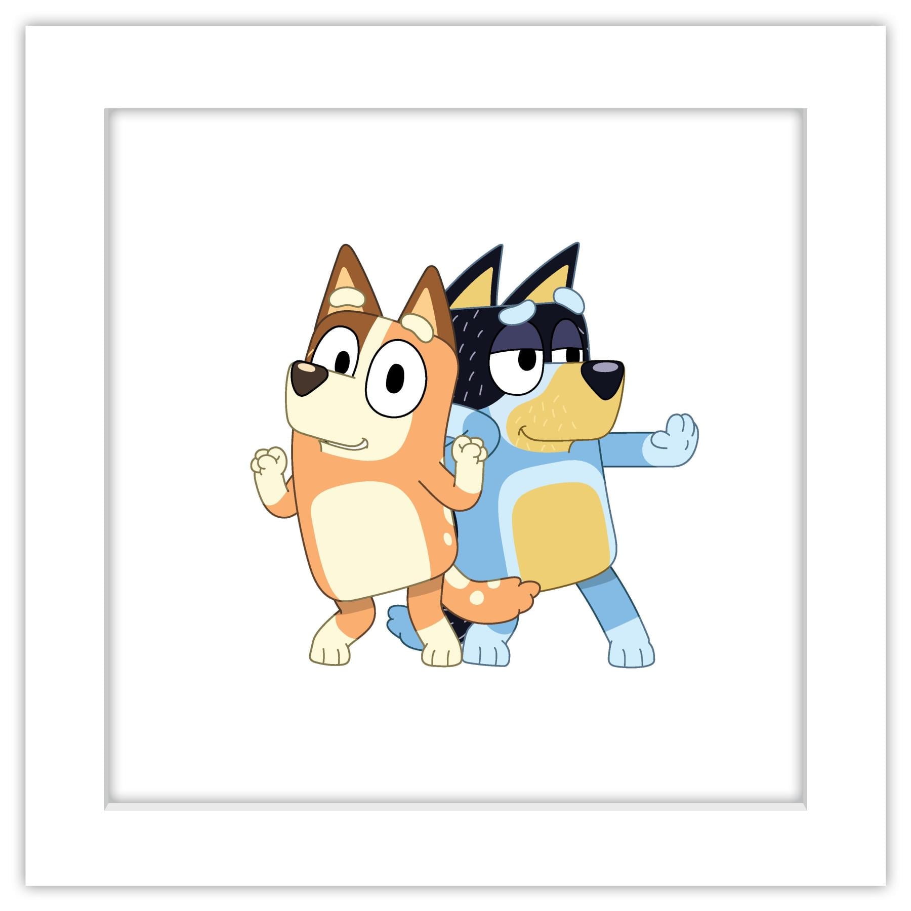 Gallery Pops Bluey - Bandit and Chilli Graphic Wall Art, White Framed ...