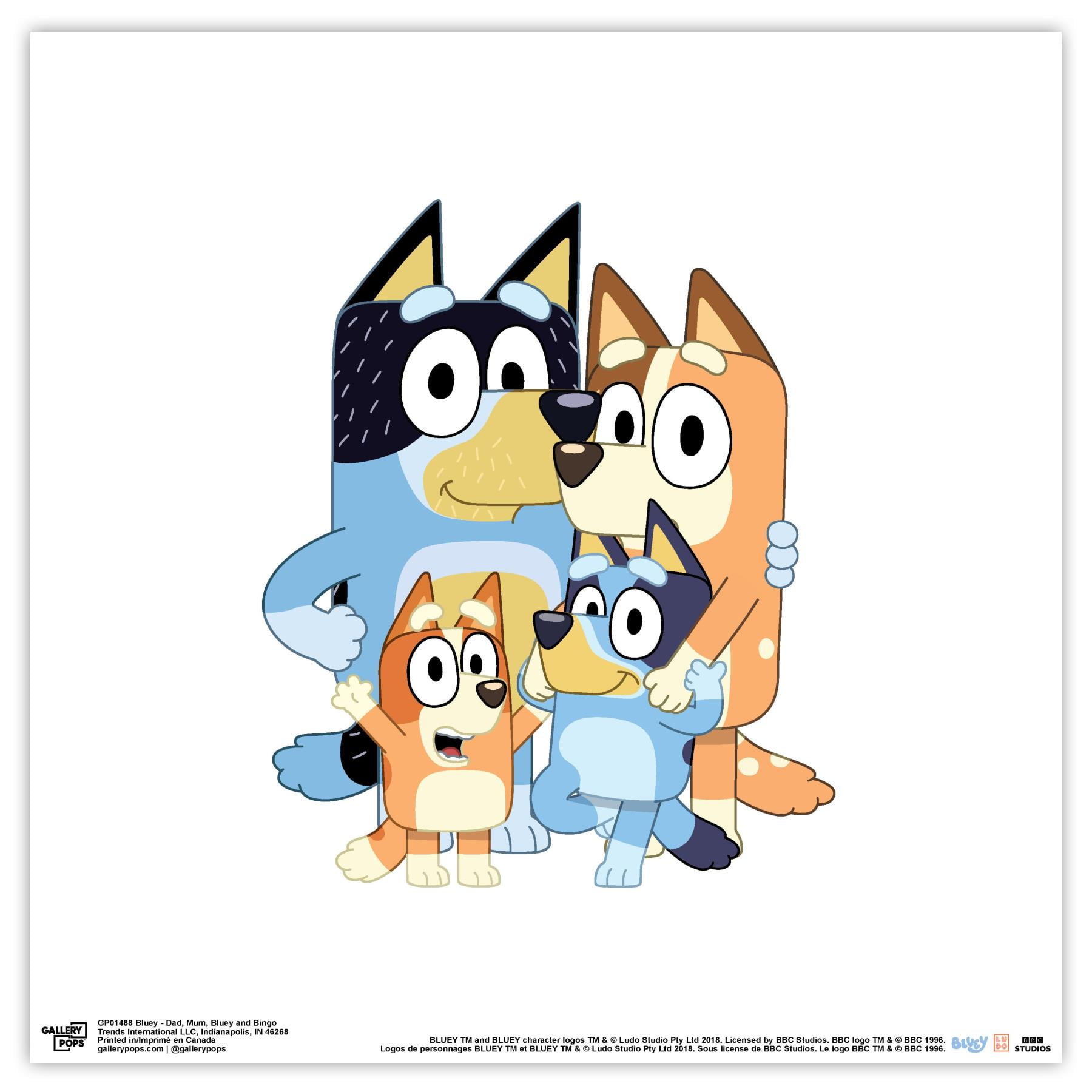 Gallery Pops Bluey - Dad, Mum, Bluey and Bingo Wall Art, Unframed ...