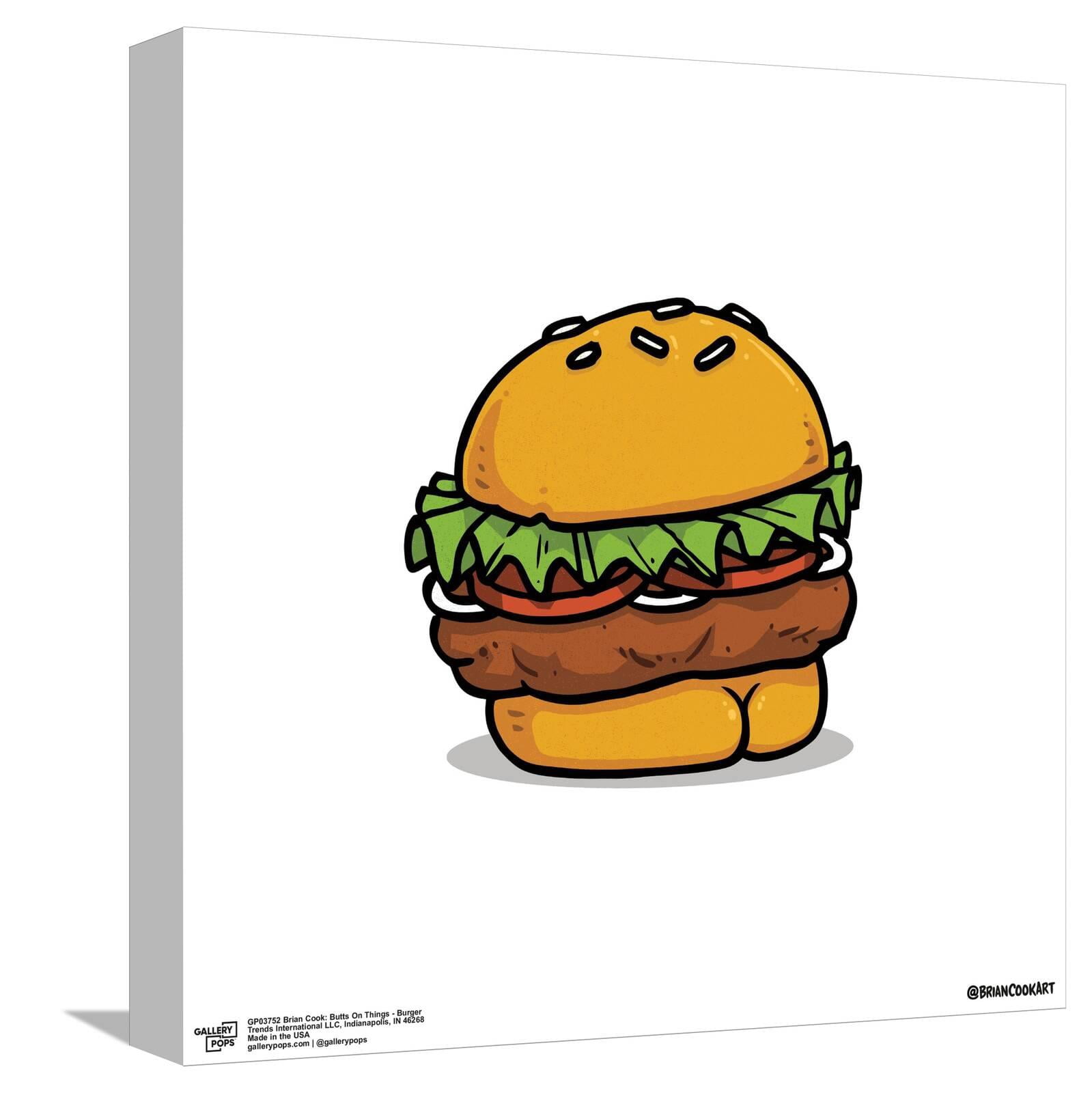 Gallery Pops Brian Cook: Butts On Things - Burger Canvas Wall Art ...