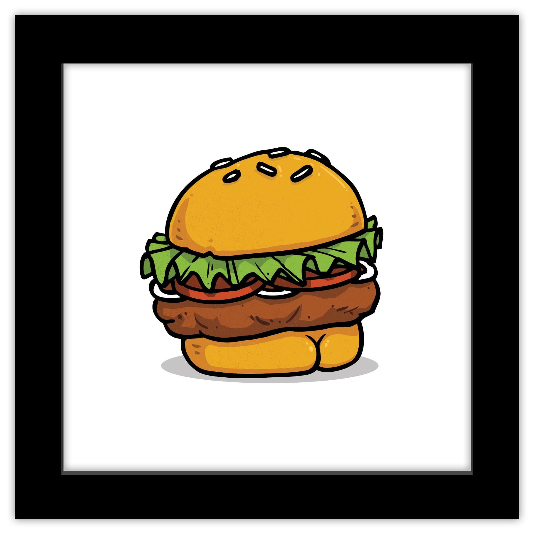 Gallery Pops Brian Cook: Butts On Things - Burger Wall Art, Black ...
