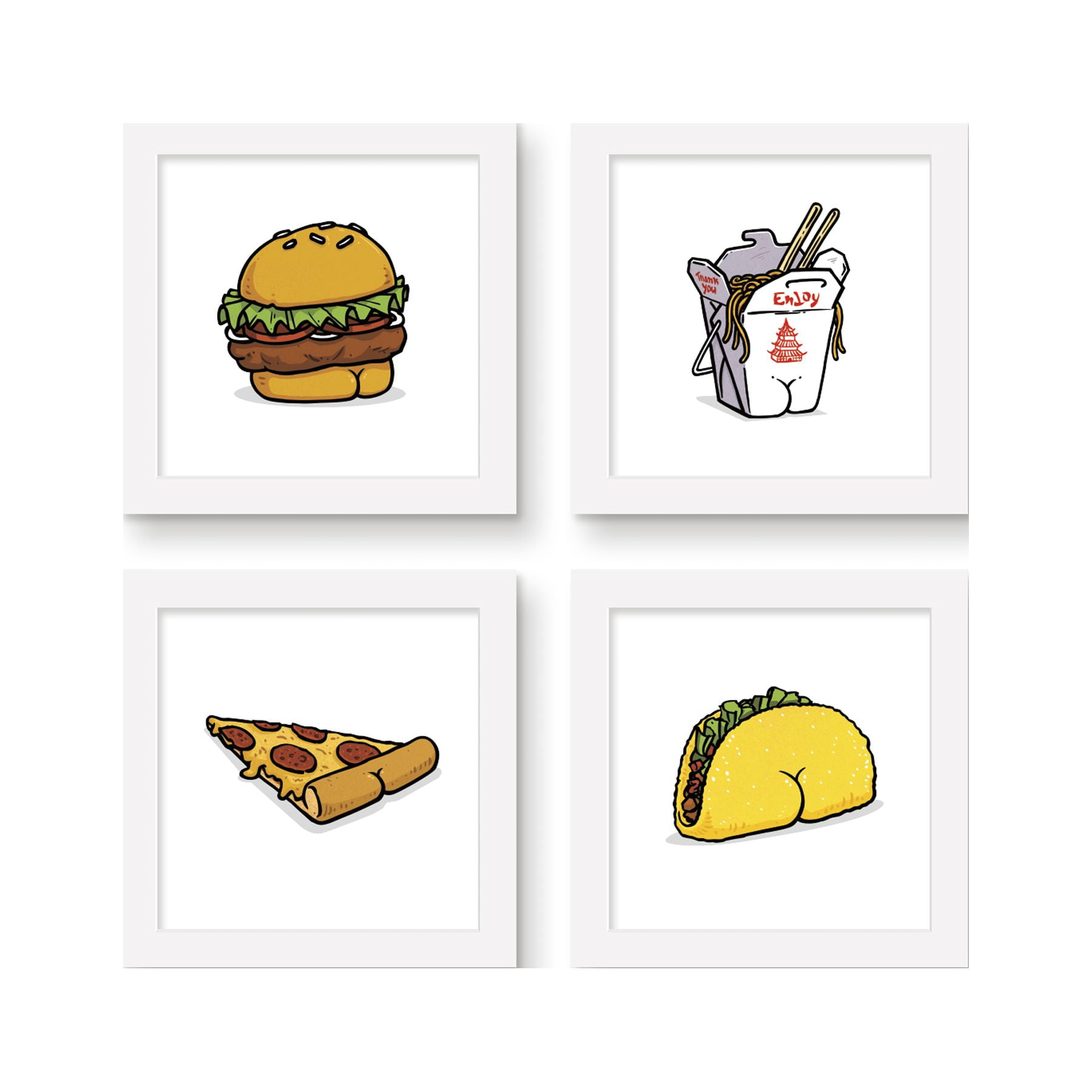 Gallery Pops Brian Cook: Butts On Things - Essential Foods Wall Art ...