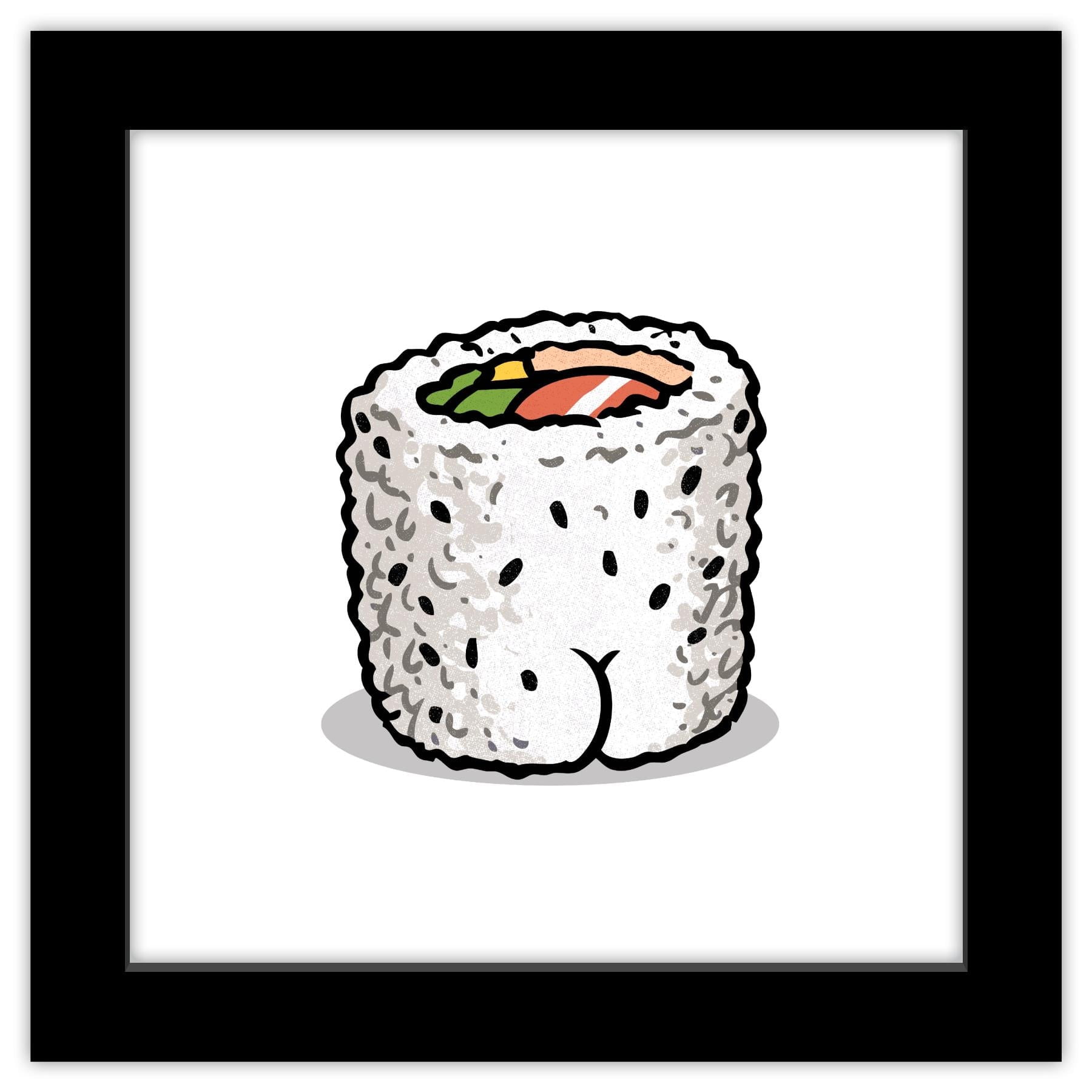 Gallery Pops Brian Cook: Butts On Things - Sushi Wall Art, Black Framed ...