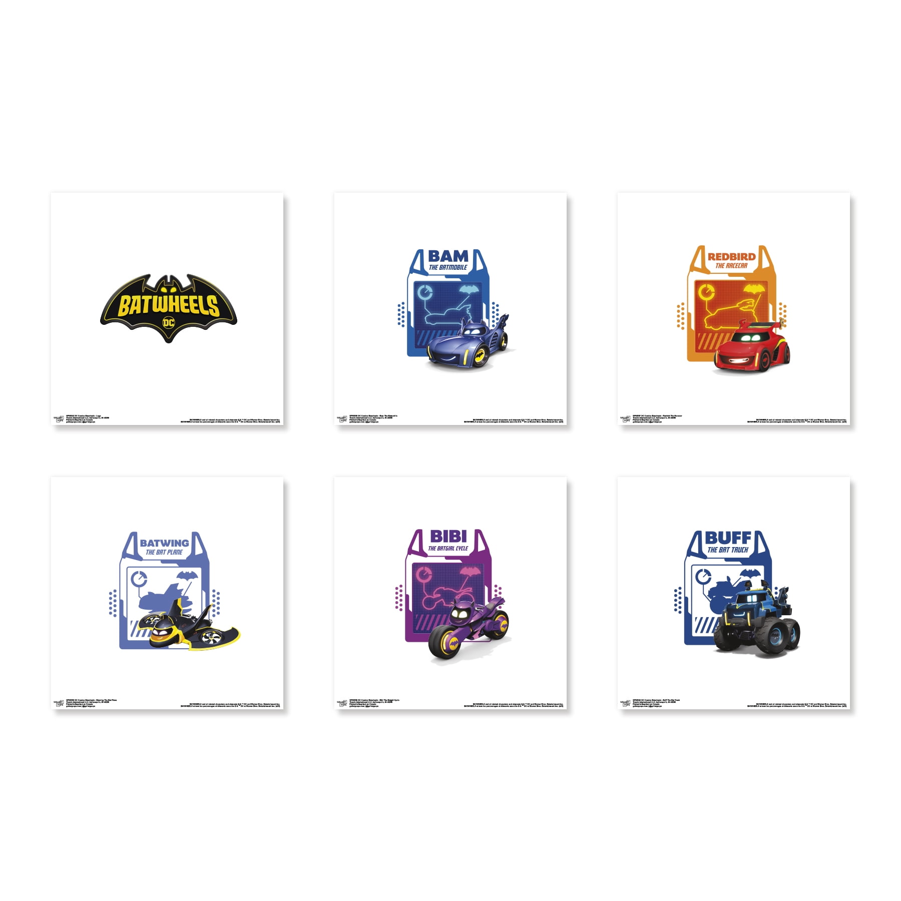 Gallery Pops DC Comics Batwheels - Character Wall Art Bundle (6-Pack ...