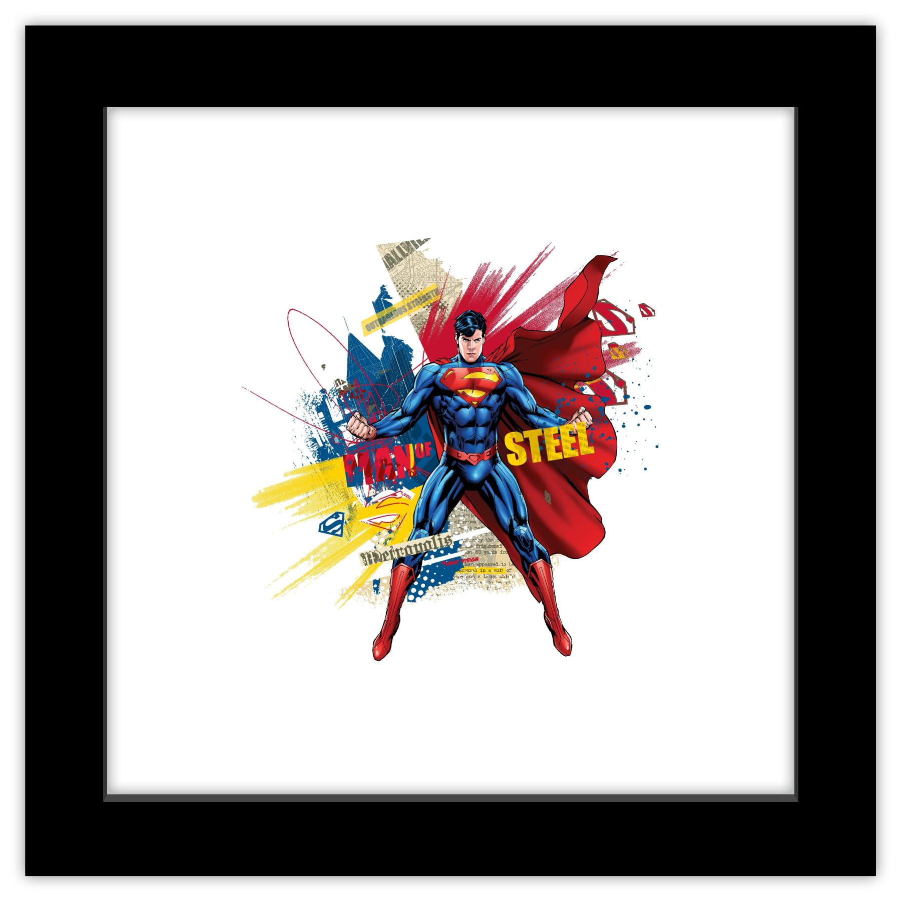 Gallery Pops DC Comics - Superman Collage Wall Art, Black Framed ...