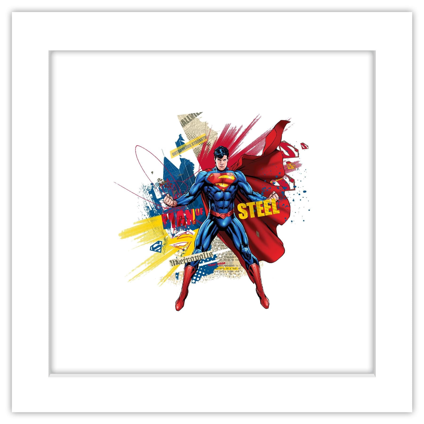 Gallery Pops DC Comics - Superman Collage Wall Art, White Framed ...
