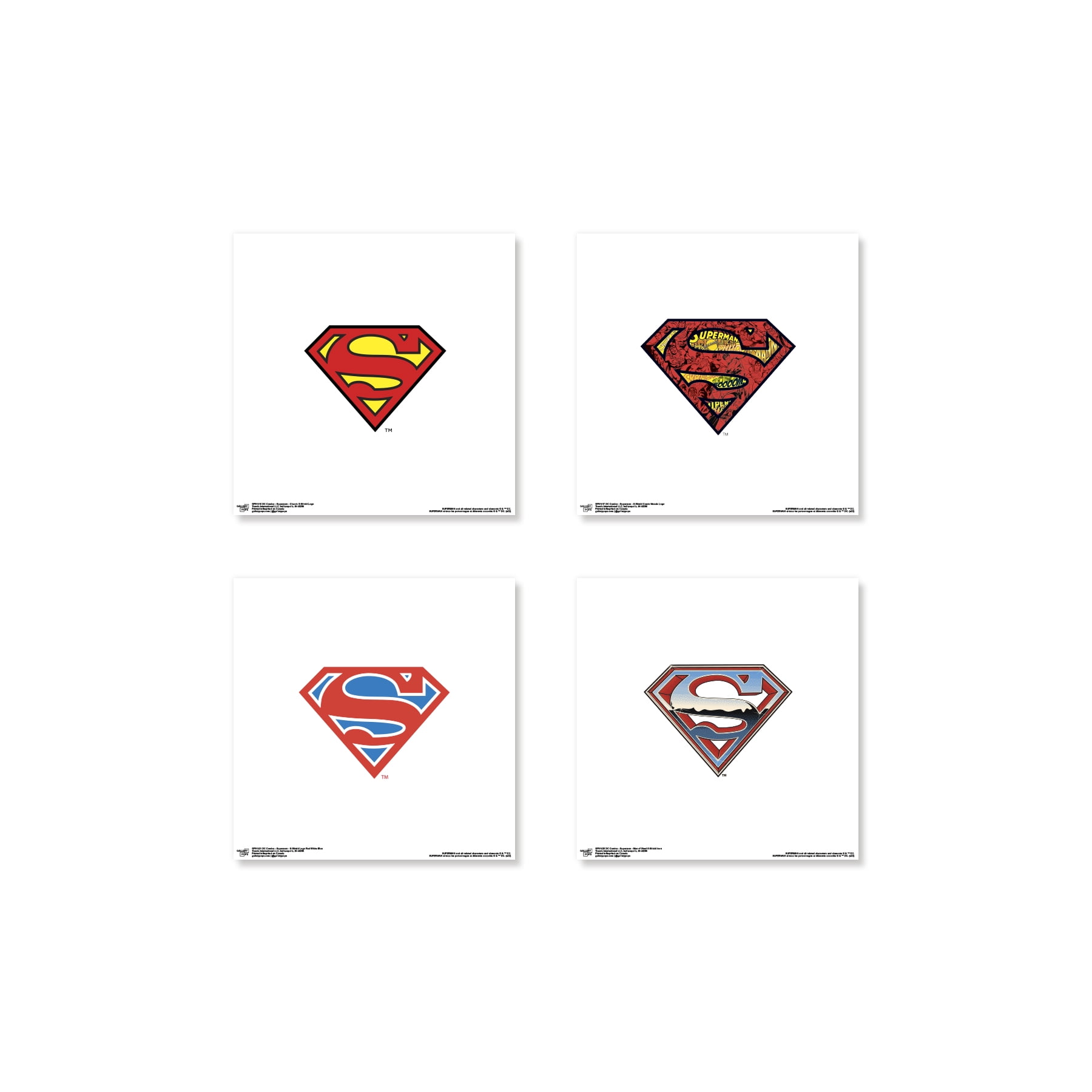 Gallery Pops DC Comics Superman - S-Shield Wall Art Bundle (4-Pack ...