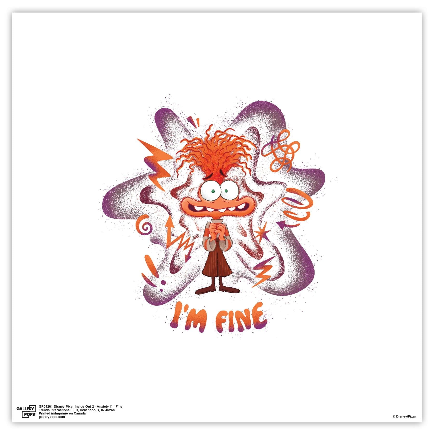 Gallery Pops Disney Inside Out 2 - Anxiety I'm Fine Wall Art, Unframed ...