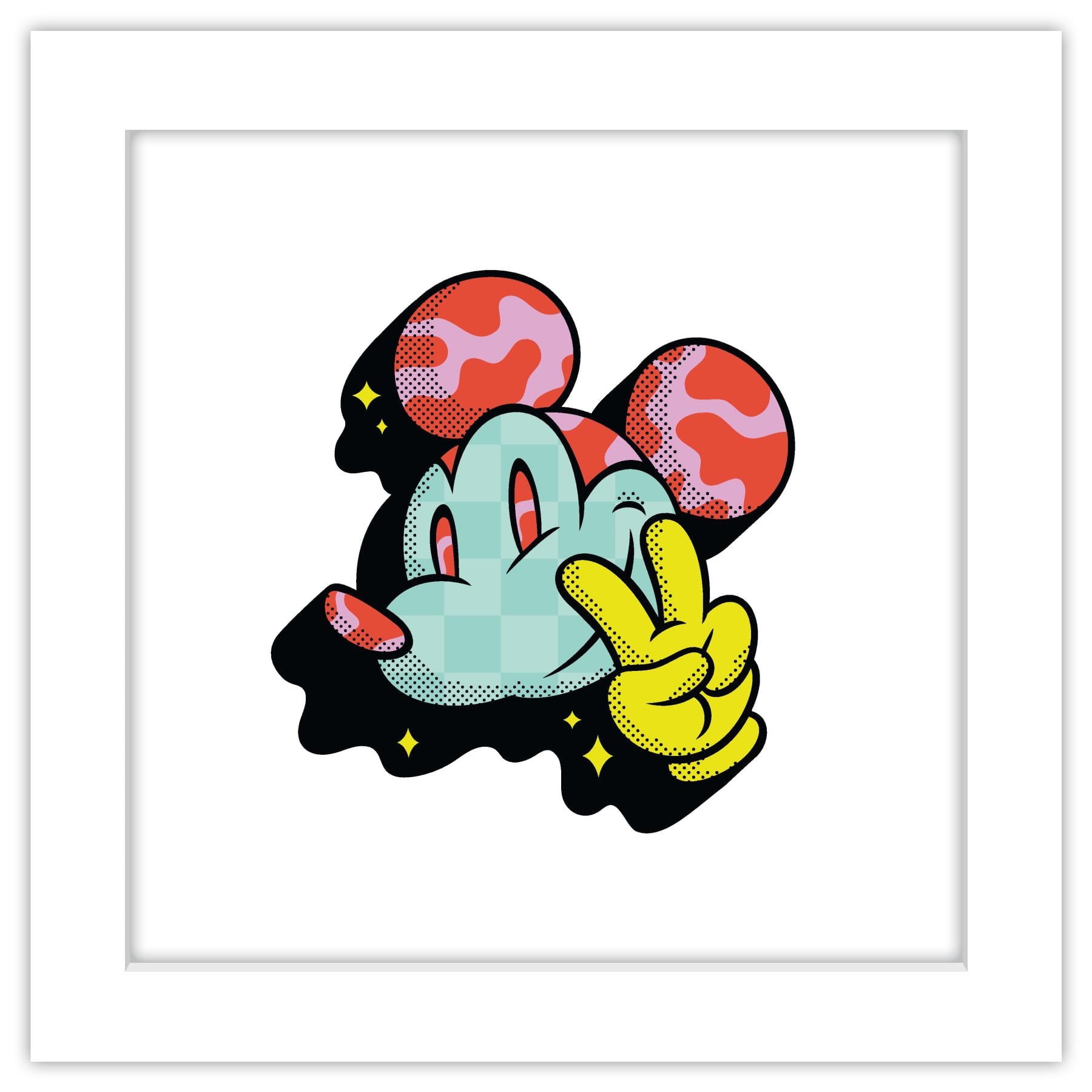 Gallery Pops Disney Mickey Mouse - Peace Fingers Wall Art, White Framed ...