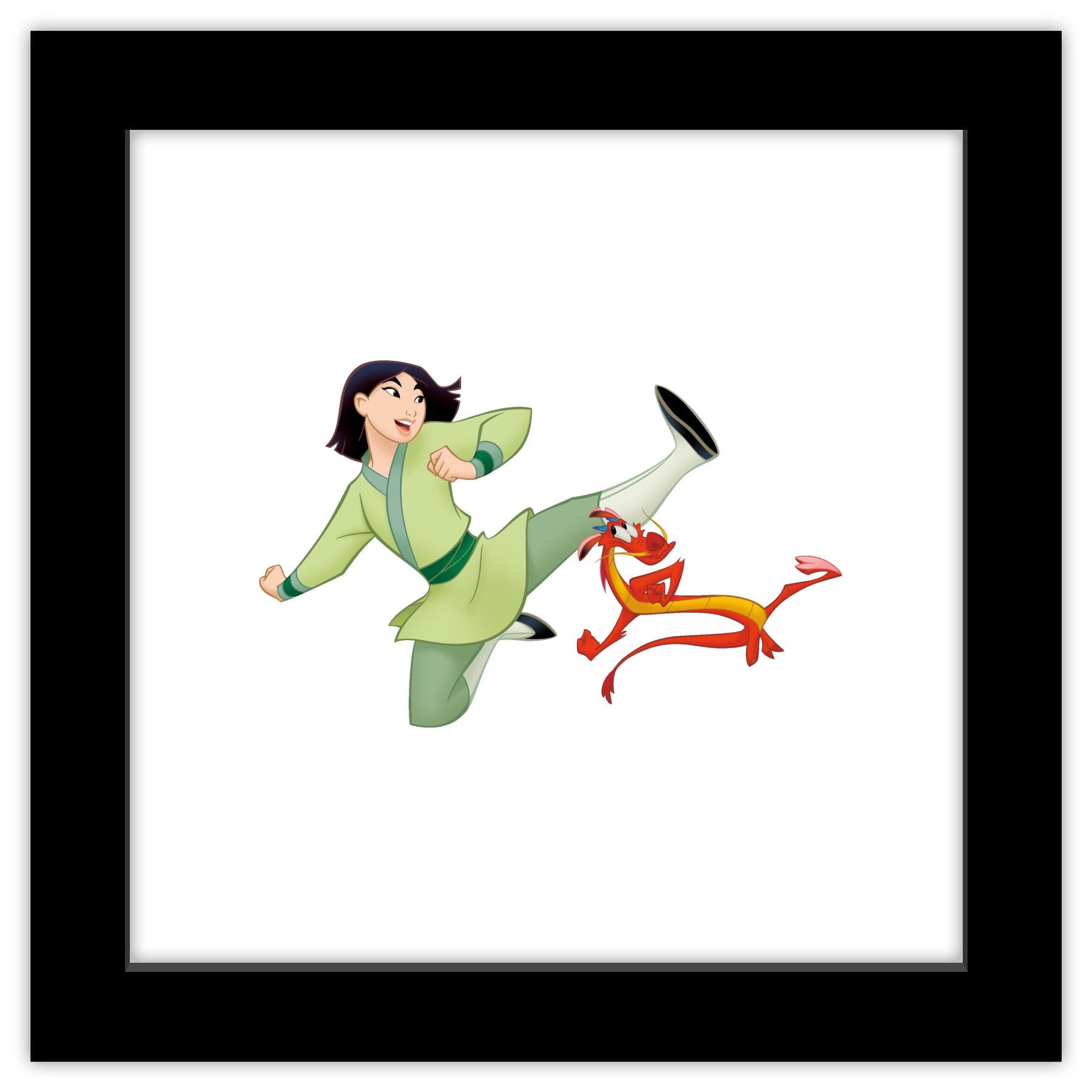 Gallery Pops Disney Mulan - Mulan and Mushu Kick Wall Art, Black Framed ...