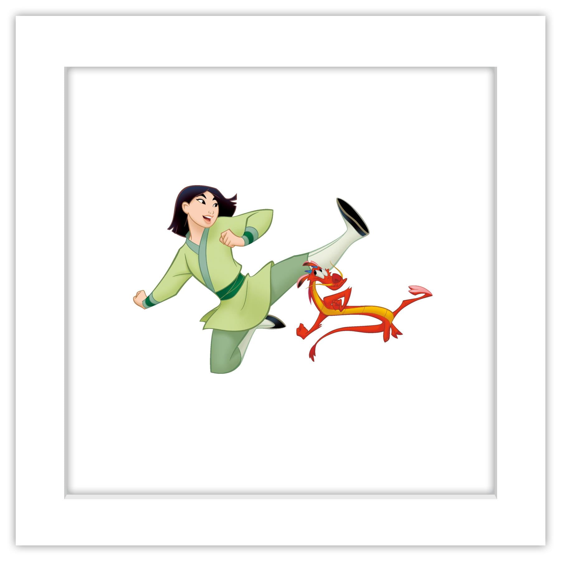 Gallery Pops Disney Mulan - Mulan and Mushu Kick Wall Art, White Framed ...