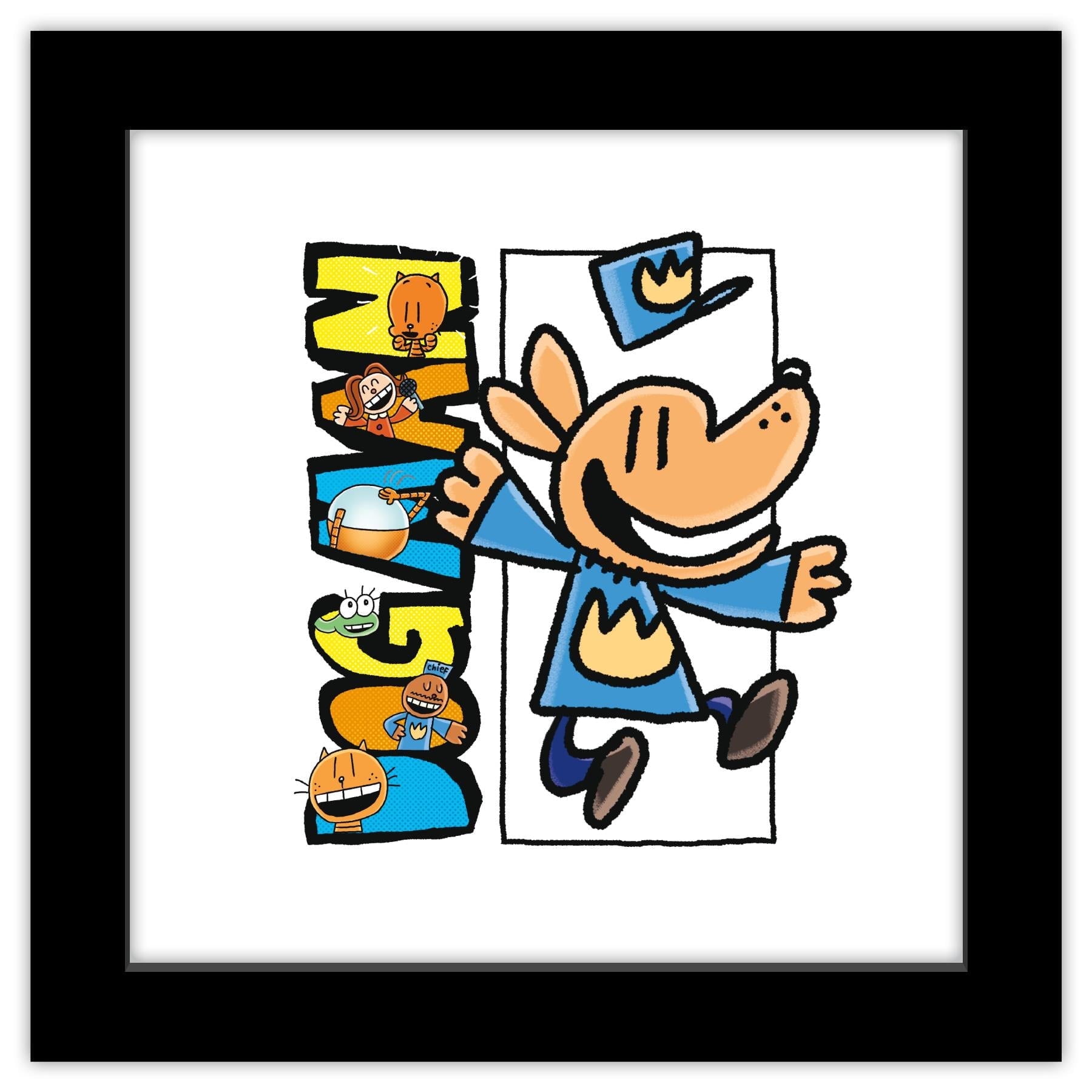 Gallery Pops Dog Man - 80-HD Character Feature Wall Art, White Framed ...