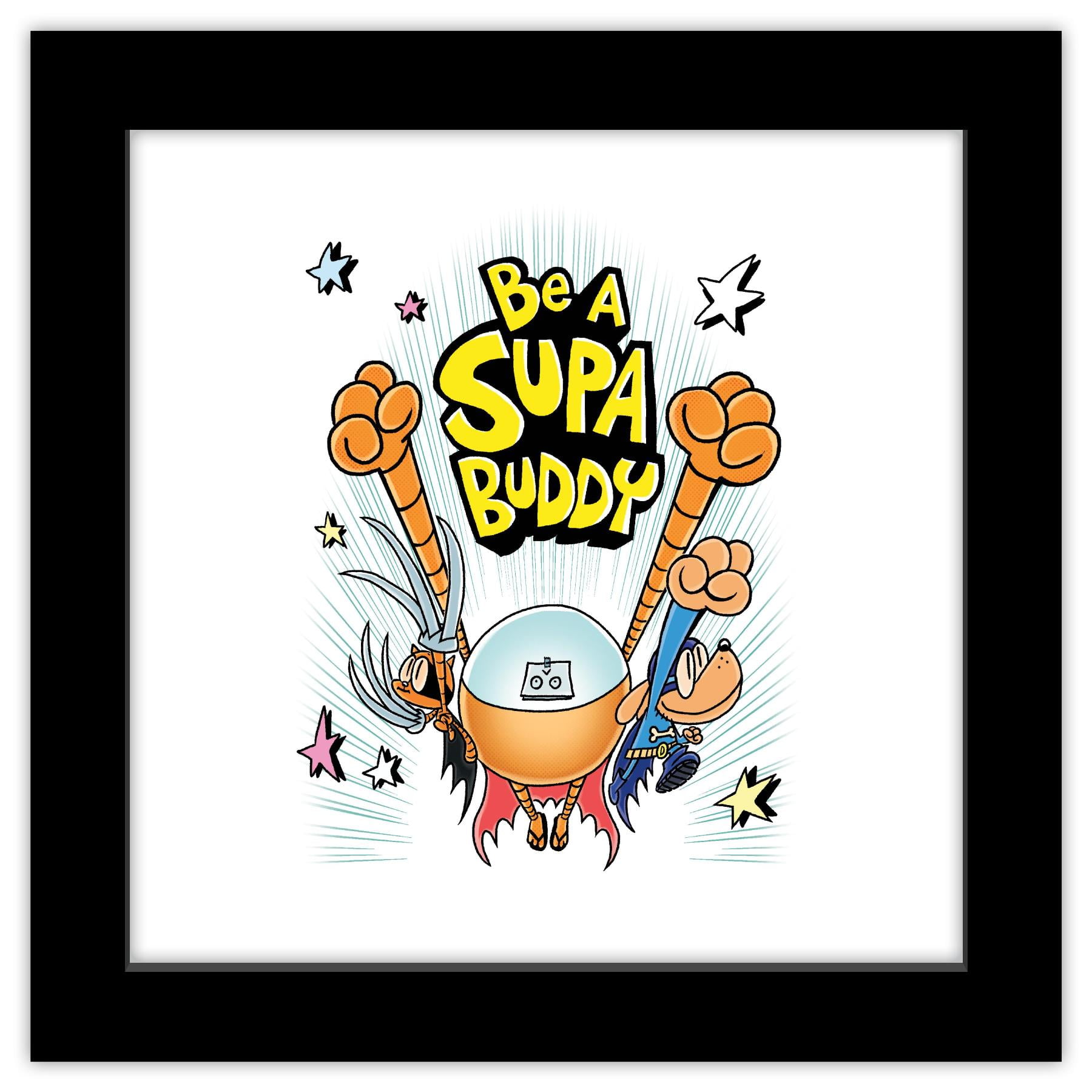 Gallery Pops Dog Man - Be A Supa Buddy Wall Art, Black Framed Version, 12" x 12" - Walmart.com