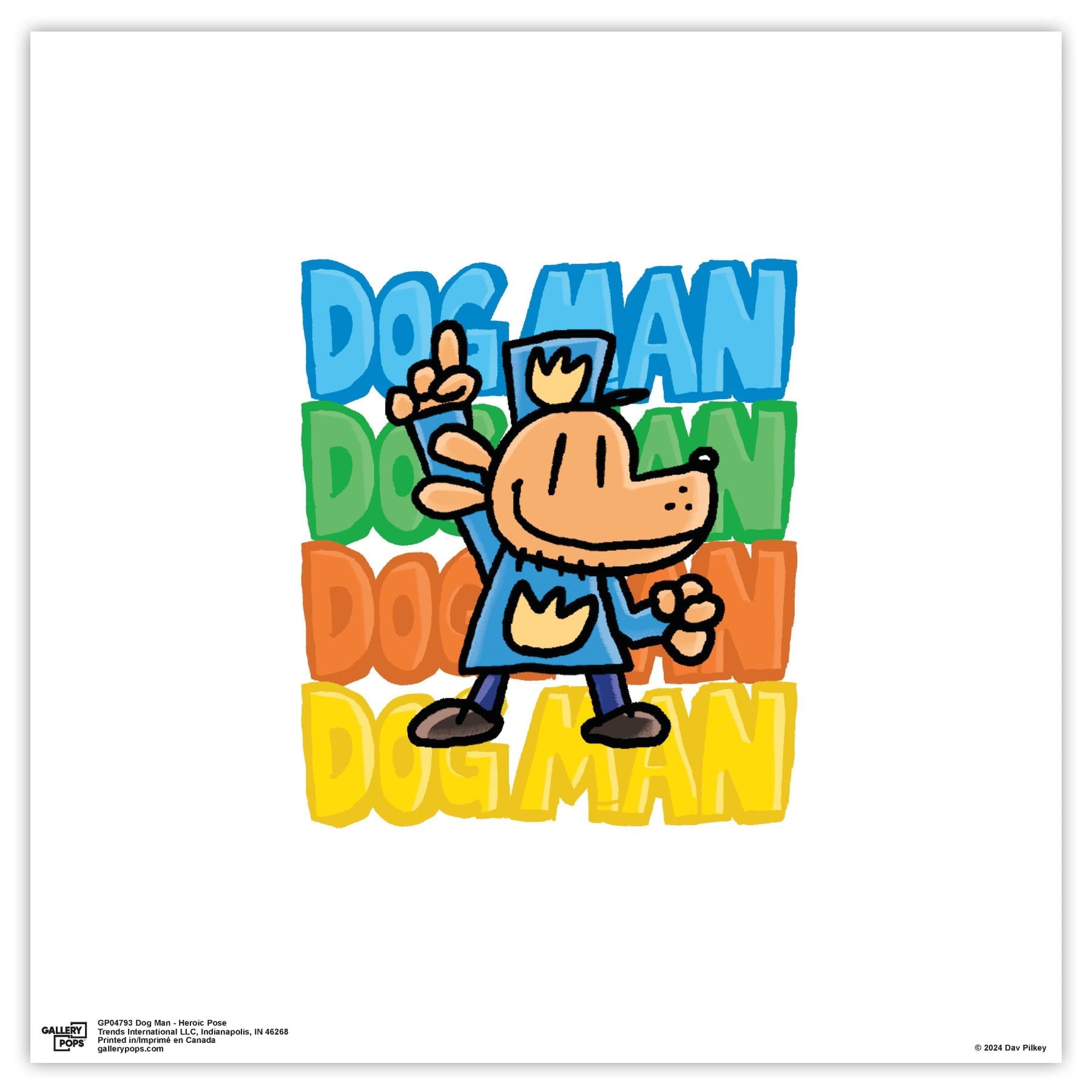 Gallery Pops Dog Man - Heroic Pose Wall Art, Unframed Version, 12" x 12 ...