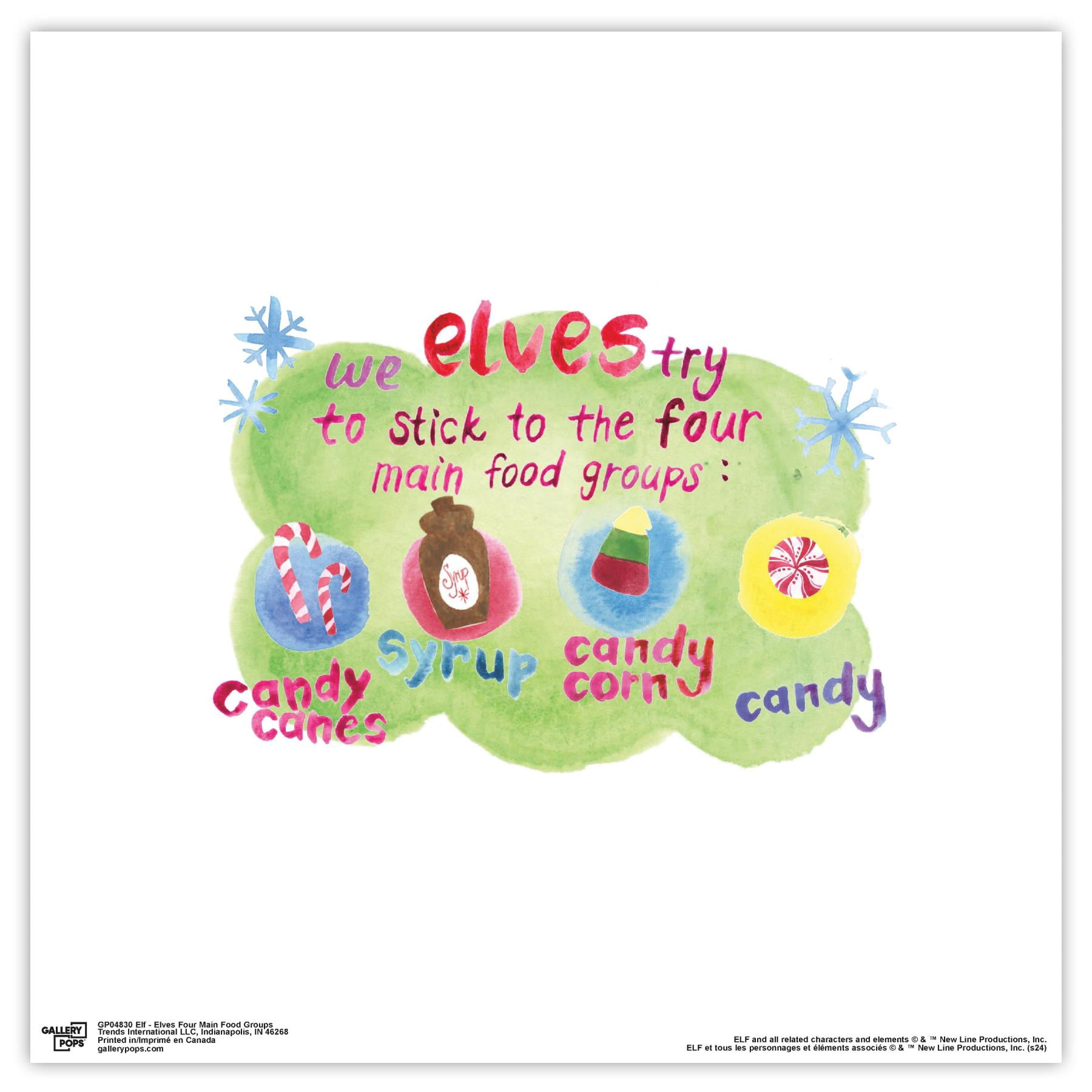 Gallery Pops Elf - Elves Four Main Food Groups Wall Art, Unframed ...