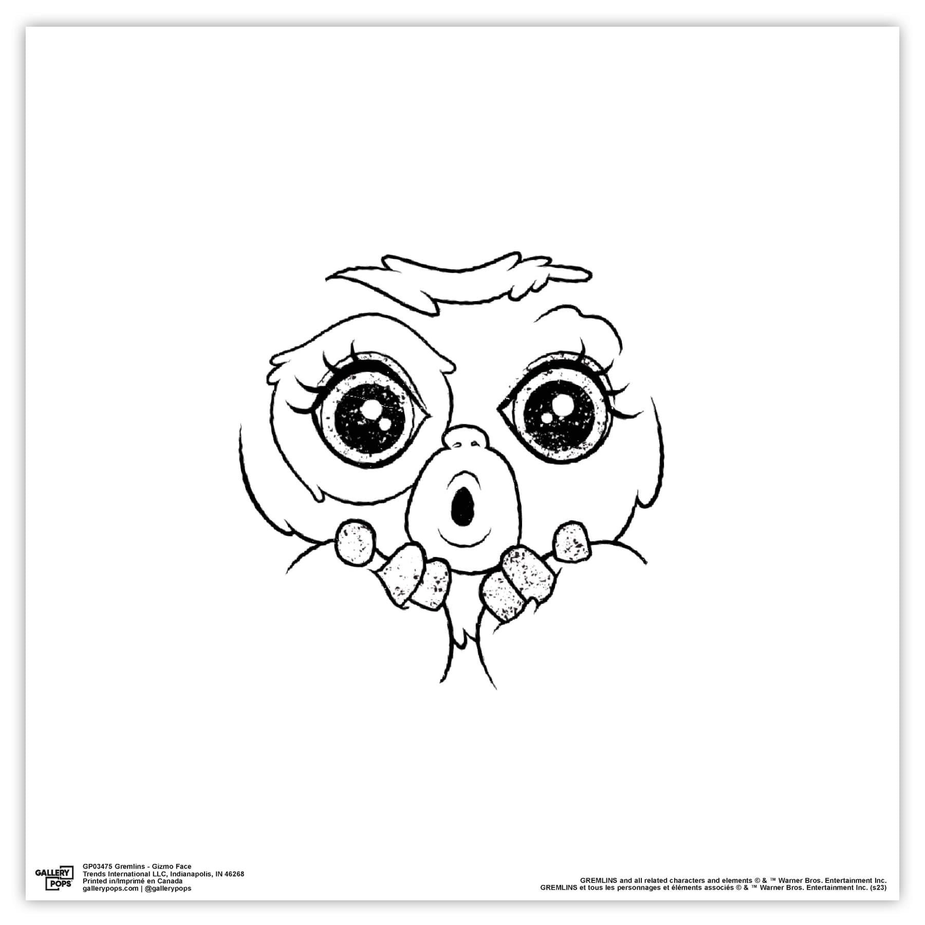 Gallery Pops Gremlins - Gizmo Face Wall Art, Unframed Version, 12" x 12 ...