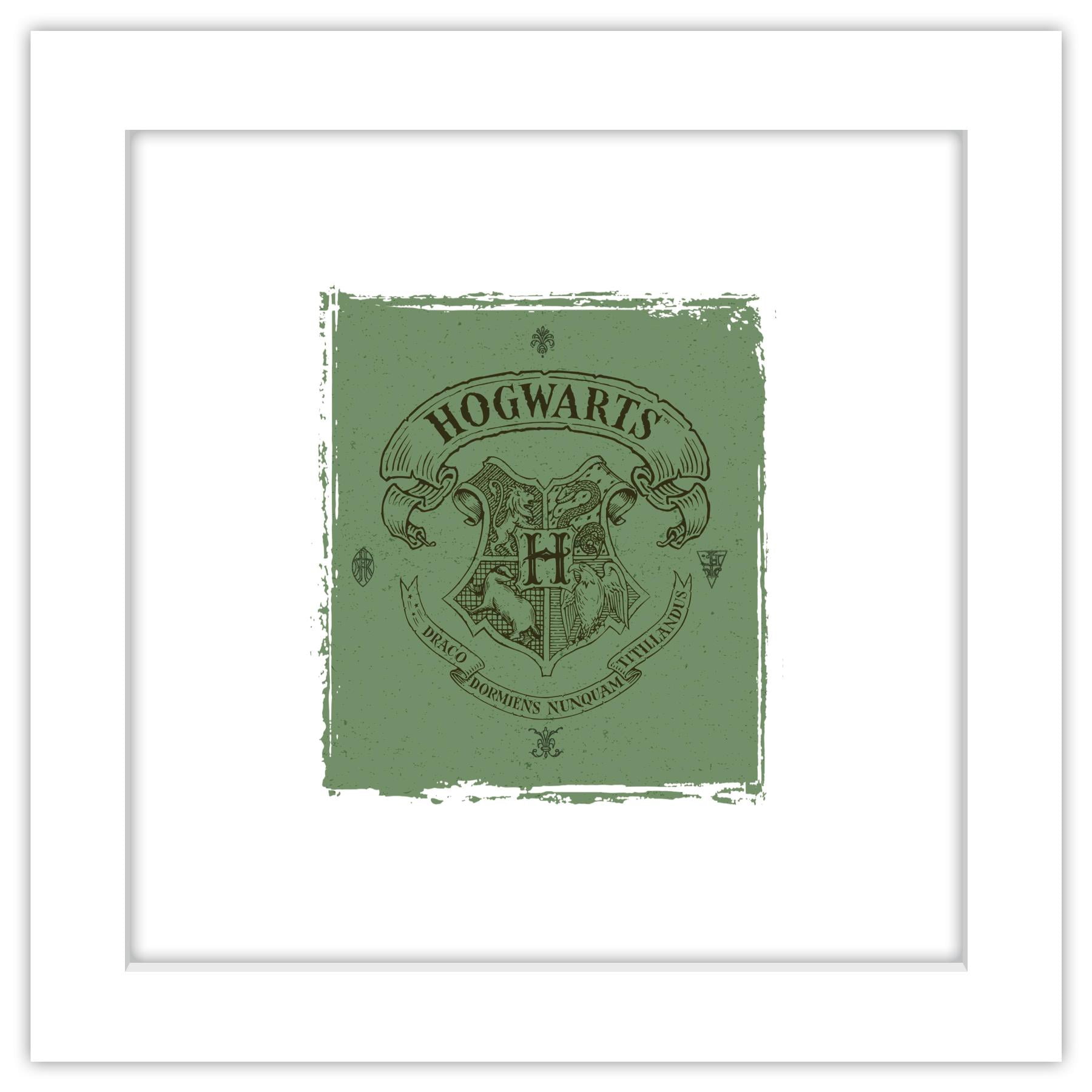 Gallery Pops Harry Potter - Hogwarts Crest Stamp Wall Art, White Framed ...