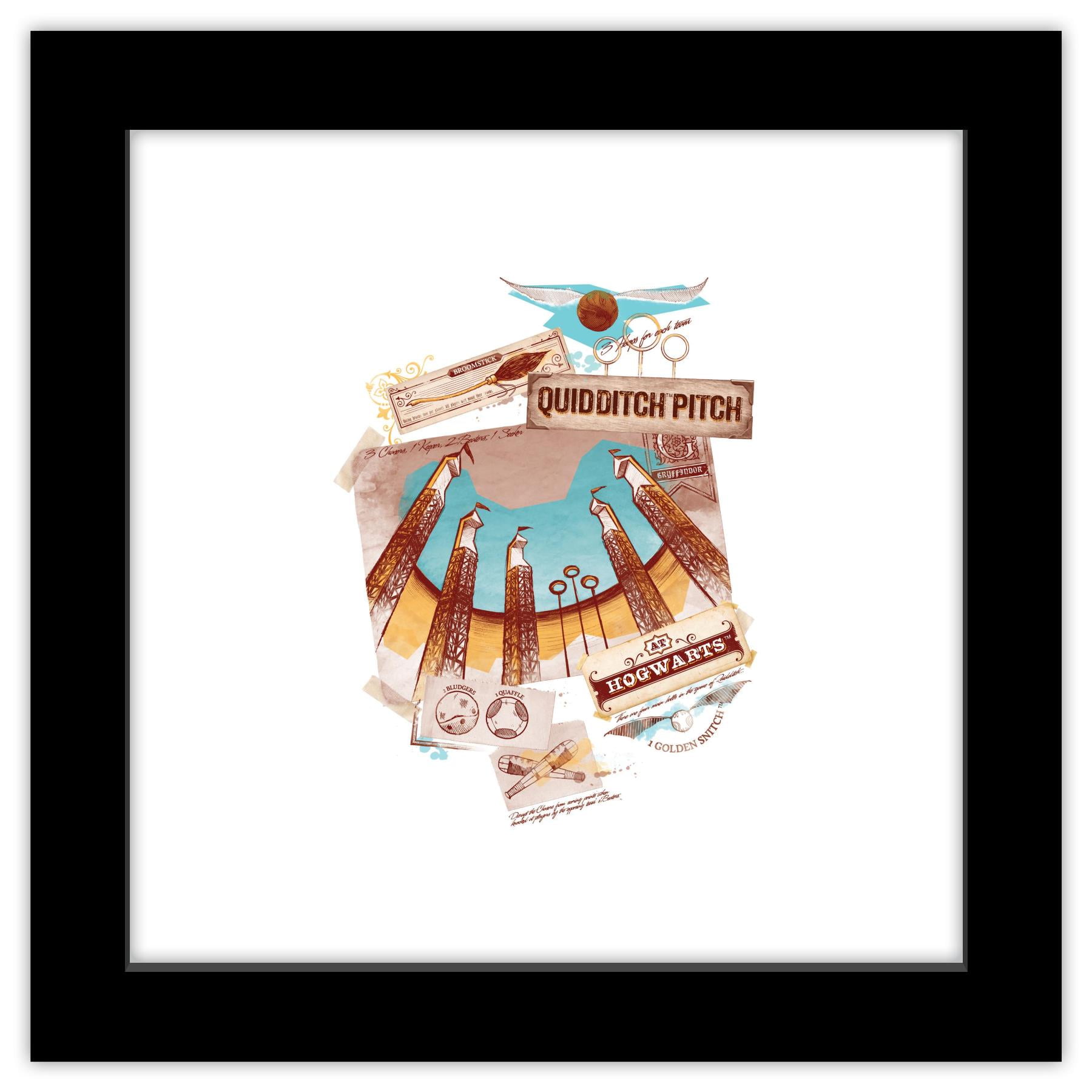 Gallery Pops Harry Potter - Quidditch Pitch Wall Art, Black Framed ...
