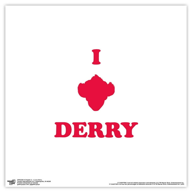 Gallery Pops IT Chapter Two - I Love Derry Wall Art, Unframed Version ...