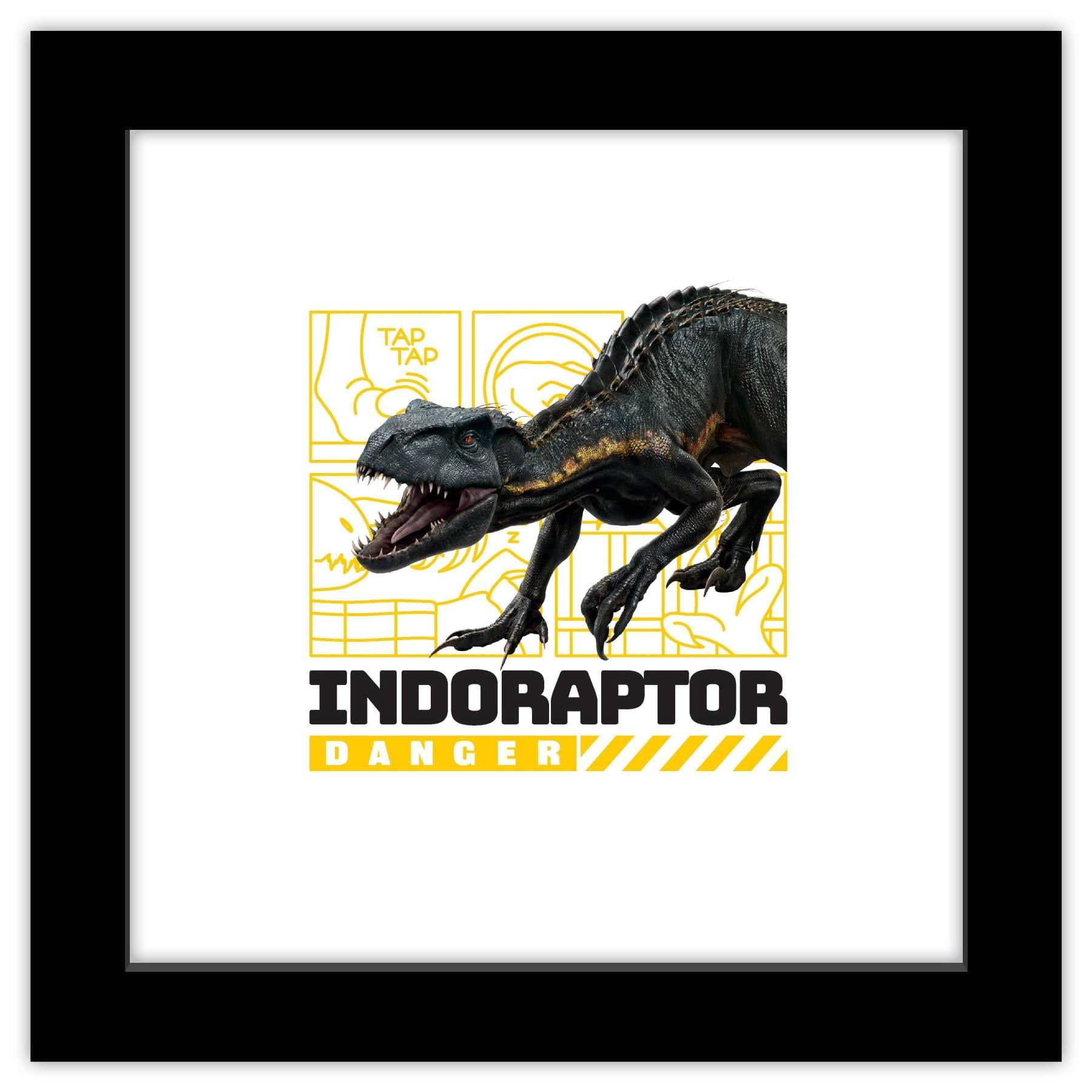 Gallery Pops Jurassic World - Indoraptor Warning Sign Wall Art, Black ...