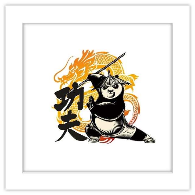 Gallery Pops Kung Fu Panda 4 - Po Dragon Warrior Kanji Wall Art, White ...