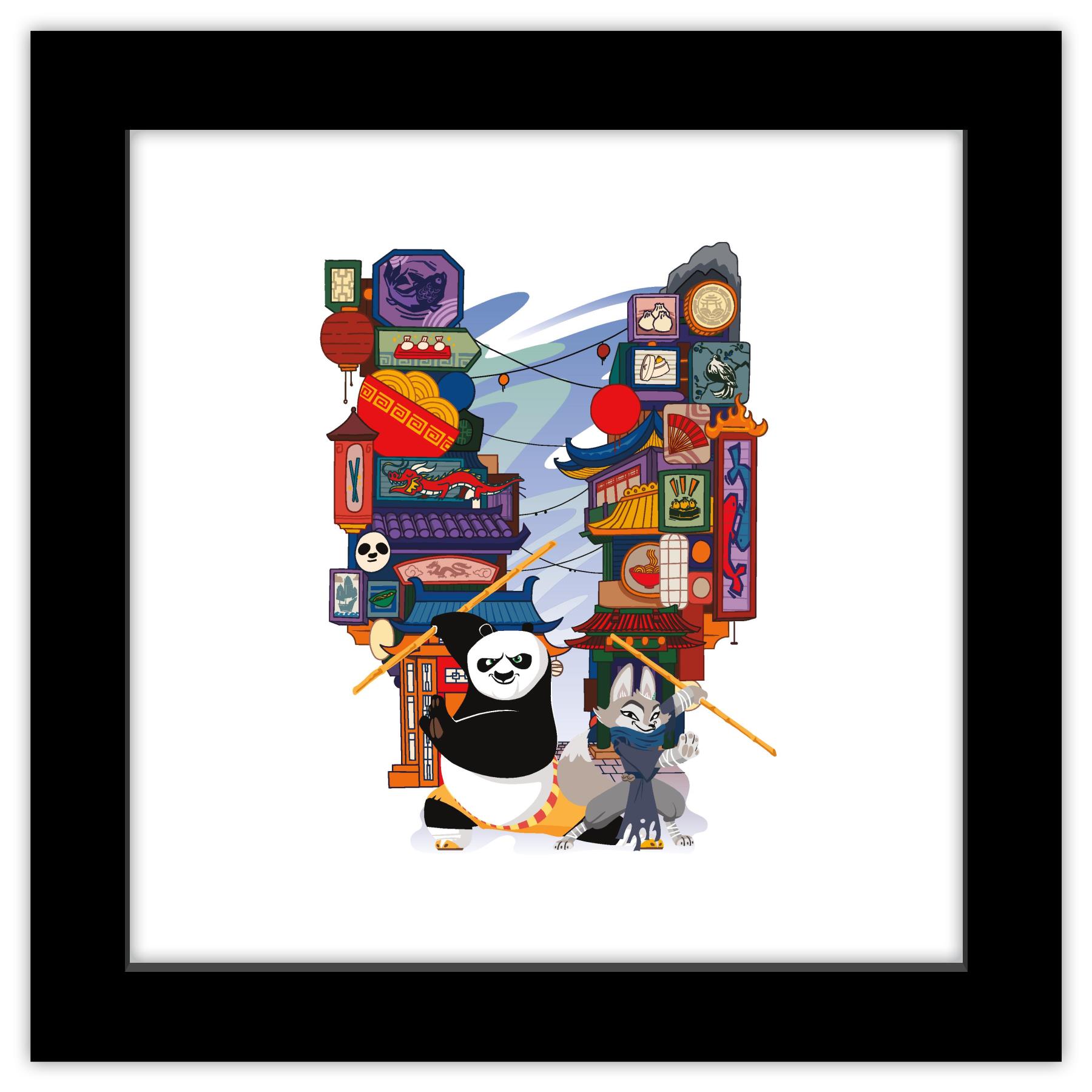 Gallery Pops Kung Fu Panda 4 - Po & Zhen Big City Group Wall Art, Black ...