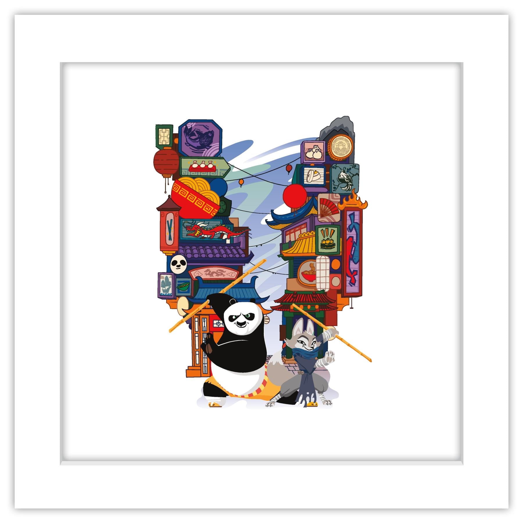 Gallery Pops Kung Fu Panda 4 - Po & Zhen Big City Group Wall Art, White ...