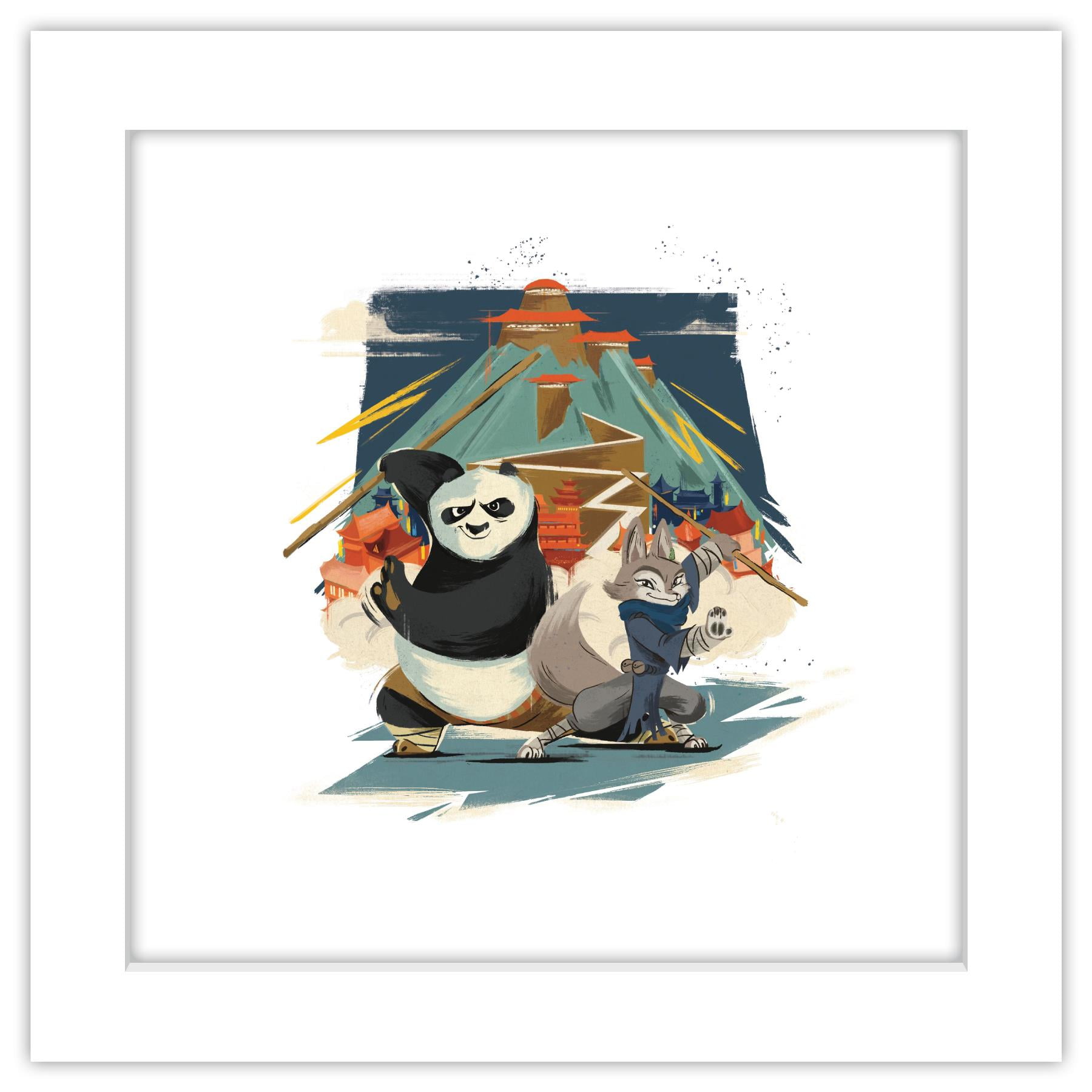 Gallery Pops Kung Fu Panda 4 - Po & Zhen Group Mountain Wall Art, White ...