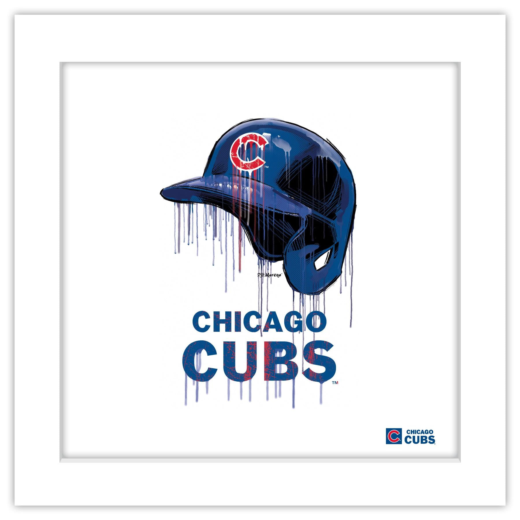 Gallery Pops MLB Chicago Cubs - Drip Helmet Wall Art, White Framed ...