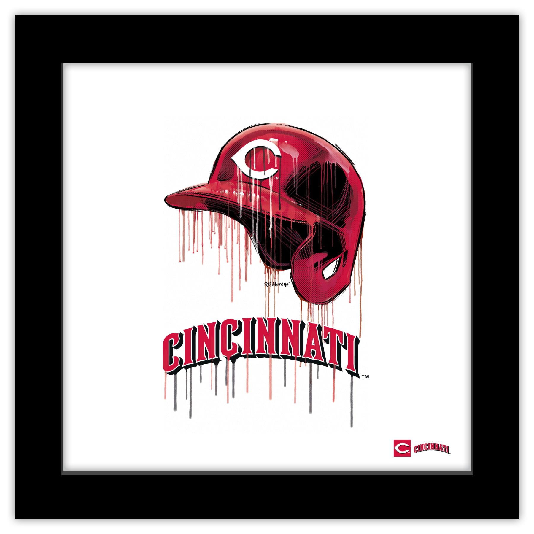 Gallery Pops MLB Cincinnati Reds - Drip Helmet Wall Art, Black Framed ...