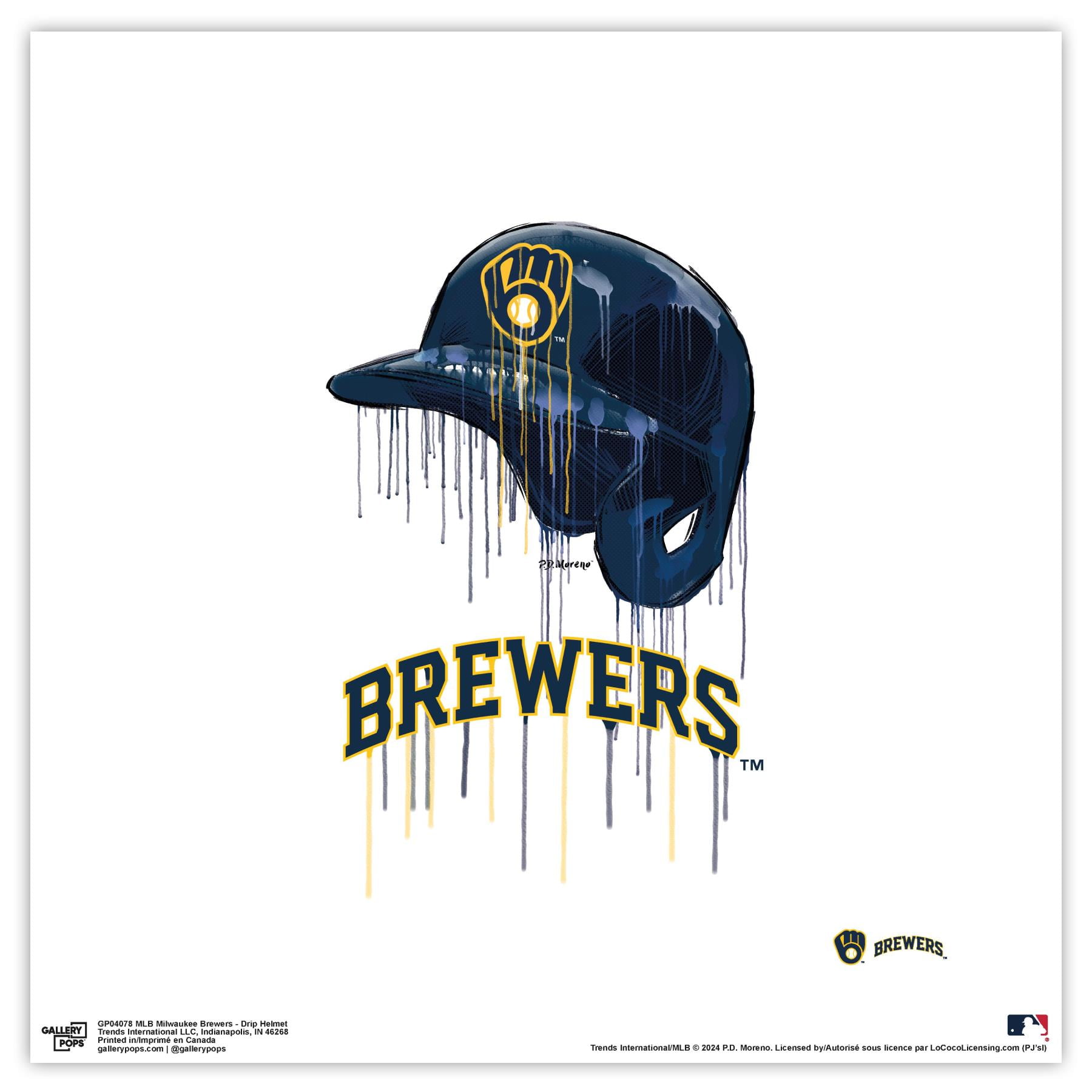 Gallery Pops MLB Milwaukee Brewers - Drip Helmet Wall Art, Unframed ...